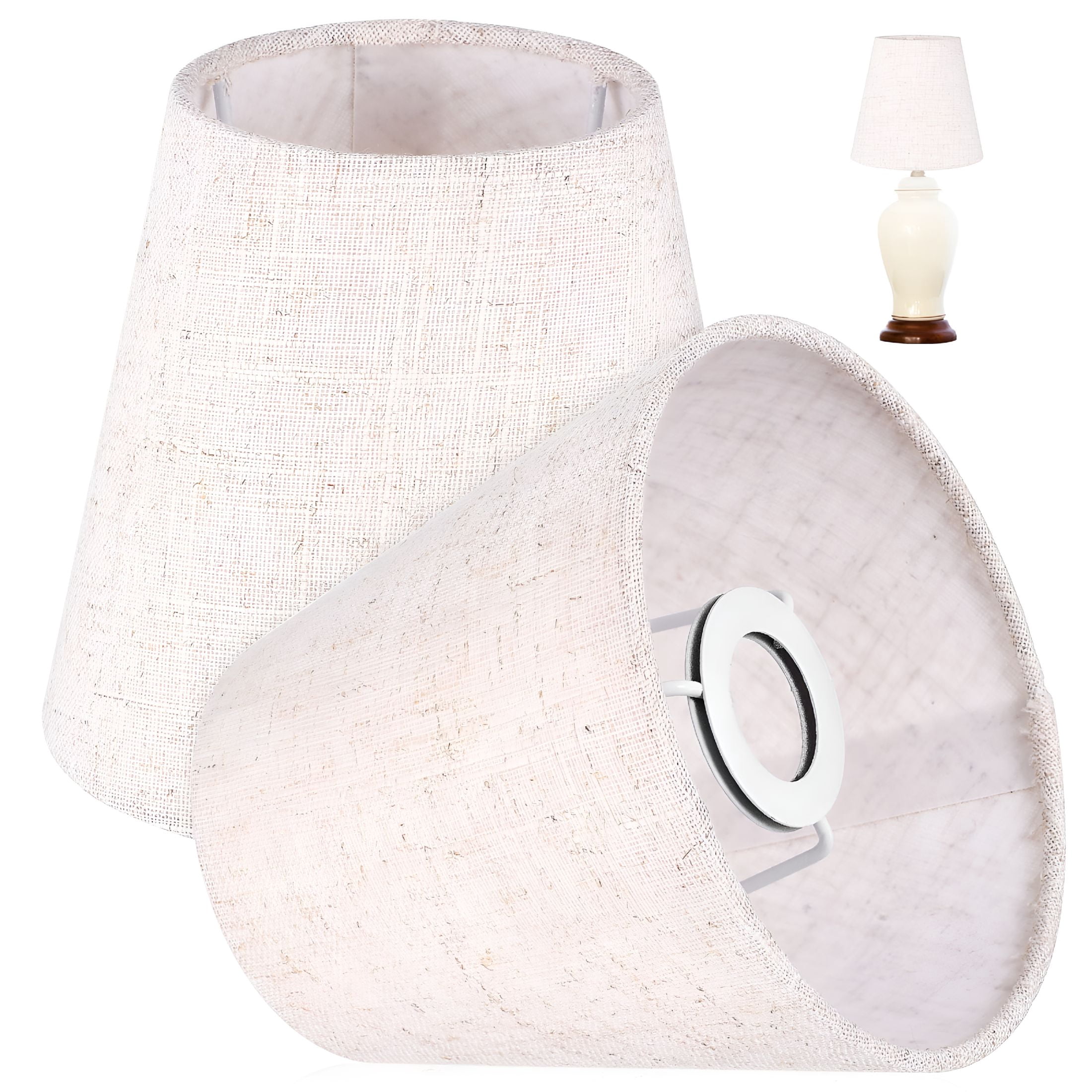 HIBIBUD 2026 New Set of 2 Grey Linen Drum Lamp Shades for Table Lamps ...