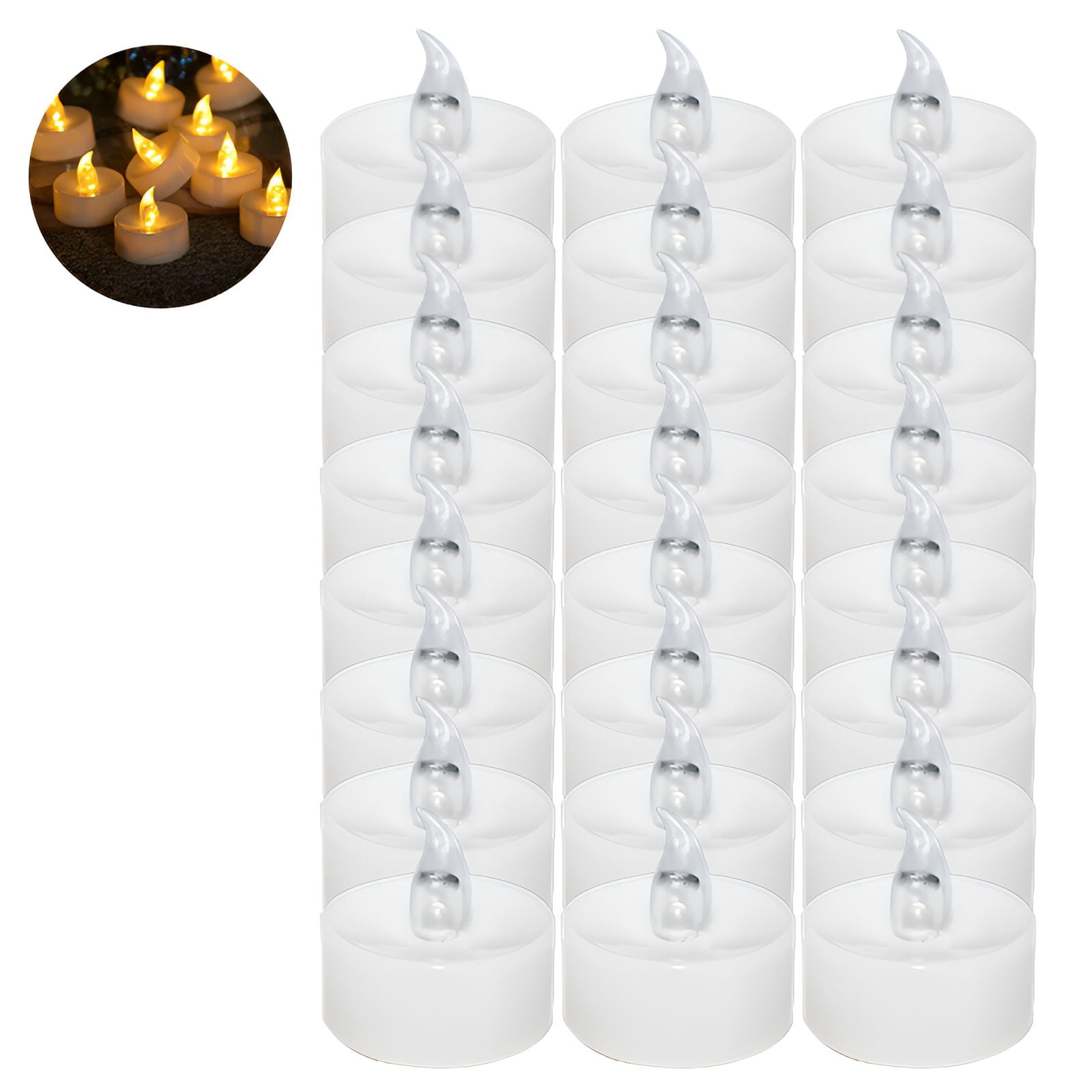 HIBIBUD 24Pcs Flameless Candles,Energy-Saving Bulbs Battery Operated ...