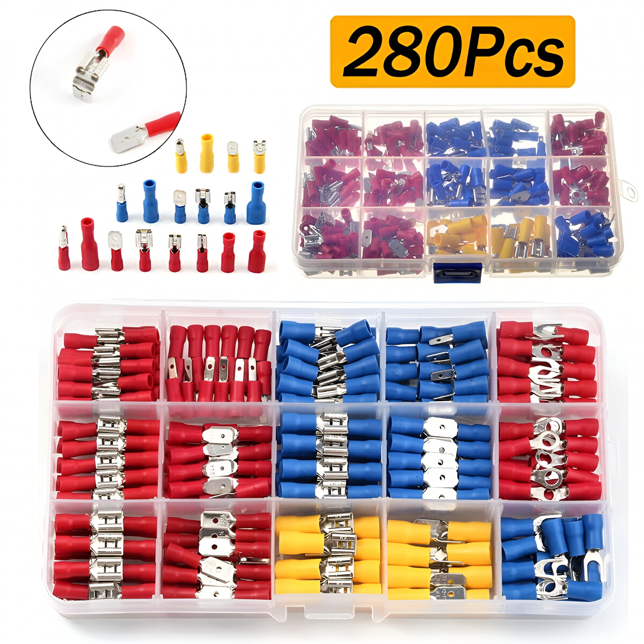 HIBIBUD 280PCS Assorted Crimp Spade Terminal Insulated Electrical Wire ...