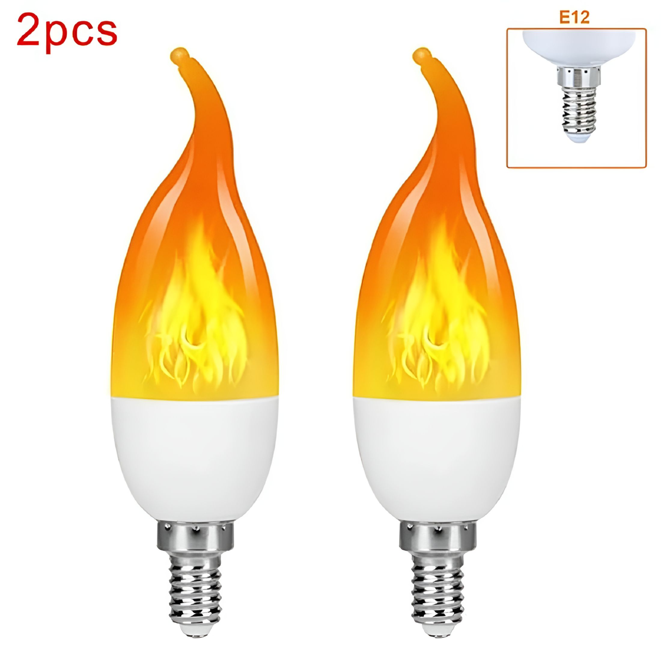 HIBIBUD 2026 New 2Pack E12 Led Flame Effect Light Bulbs - 3 Modes with ...