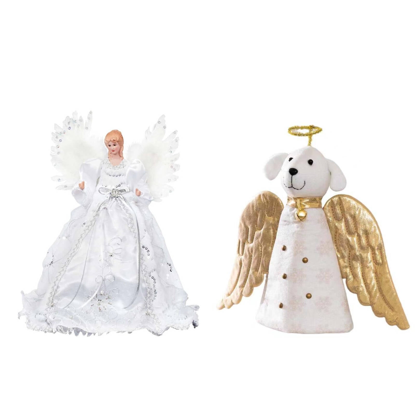 HIBIBUD 2Pcs Christmas Tree Topper,Angelic Plush Tree Topper,Charming ...