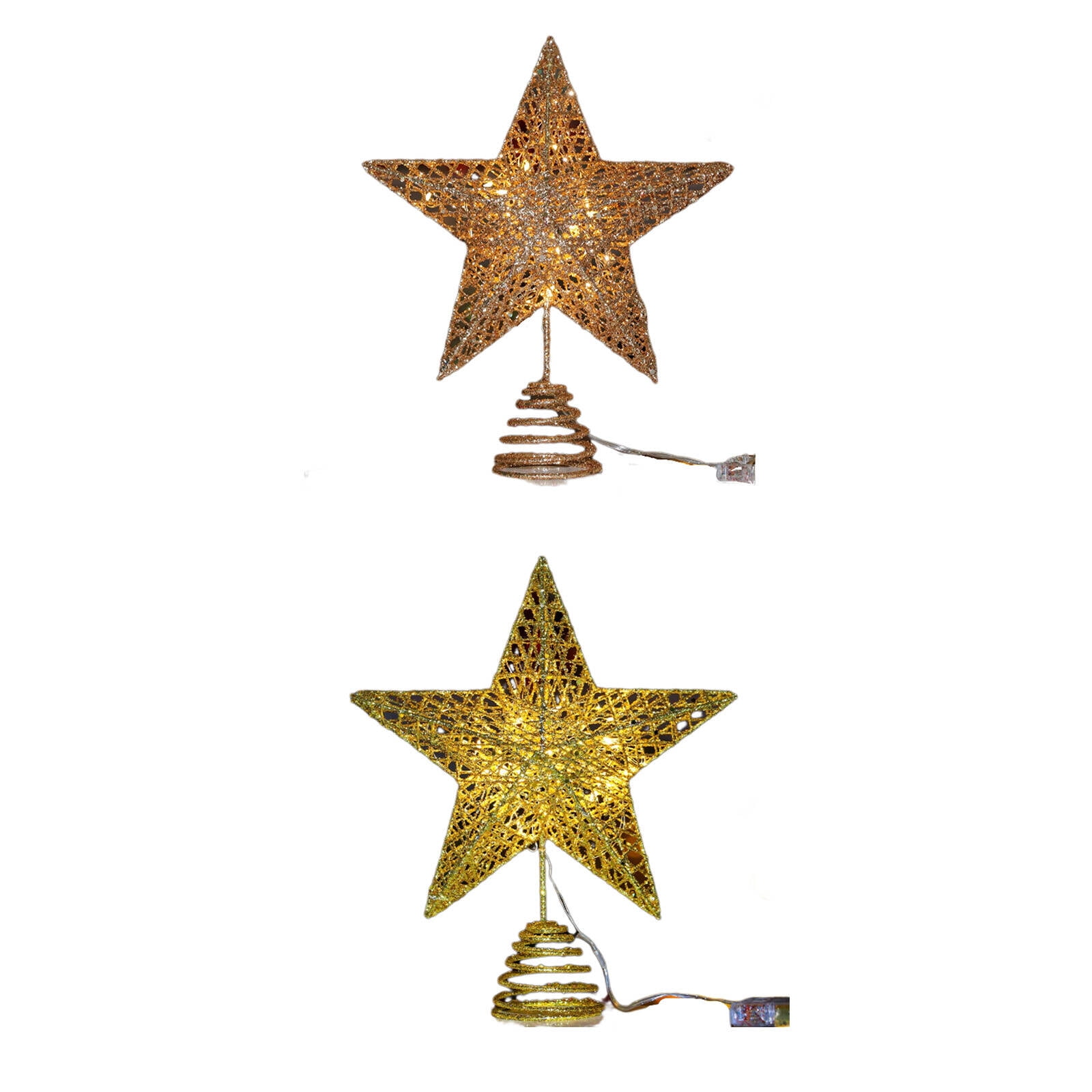 HIBIBUD 2Pcs Christmas Tree Topper,Classic Holiday Design Led ...