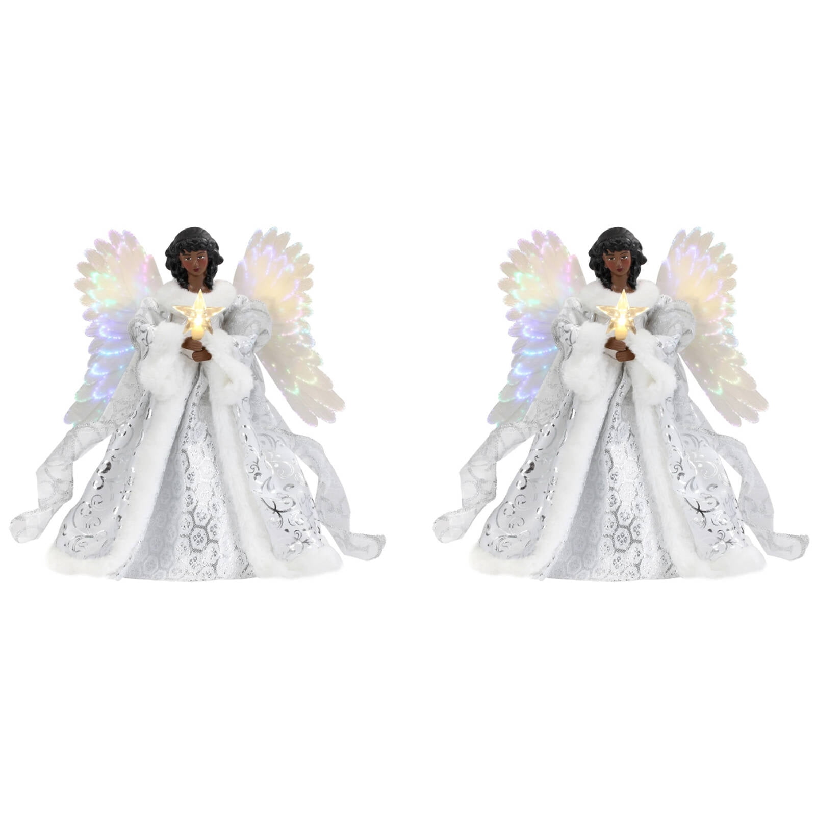 HIBIBUD 2Pcs Christmas Tree Topper,Cozy Plush Angel Wings Topper,Perfect for Pastel Themed Trees ...