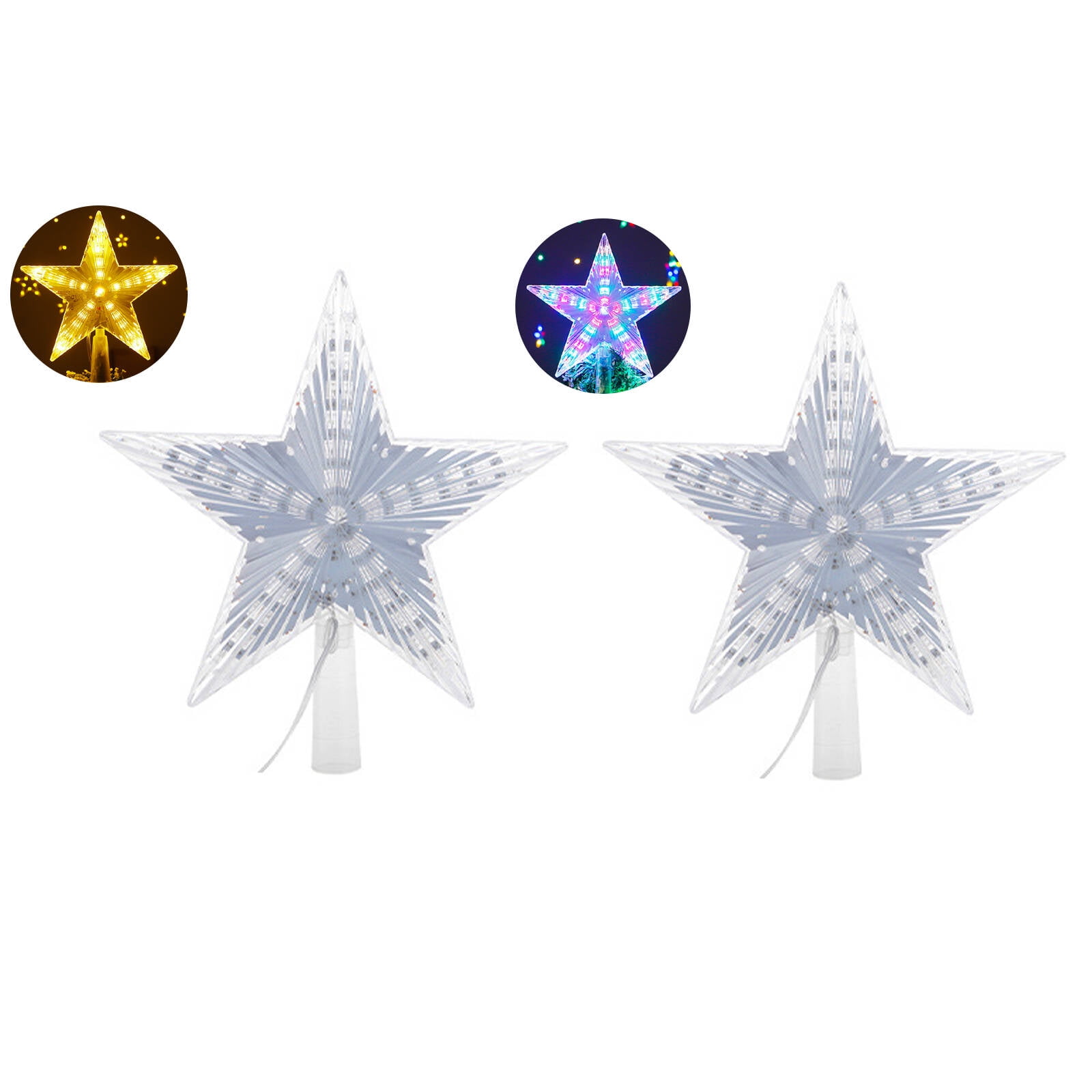 HIBIBUD 2Pcs Christmas Tree Topper,Shimmering Sparkling Starlight ...