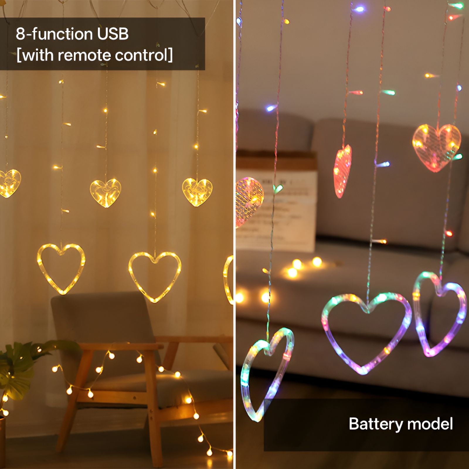 HIBIBUD 2Pcs Fairy Lights Battery Operated,Energy Efficient Bedroom ...
