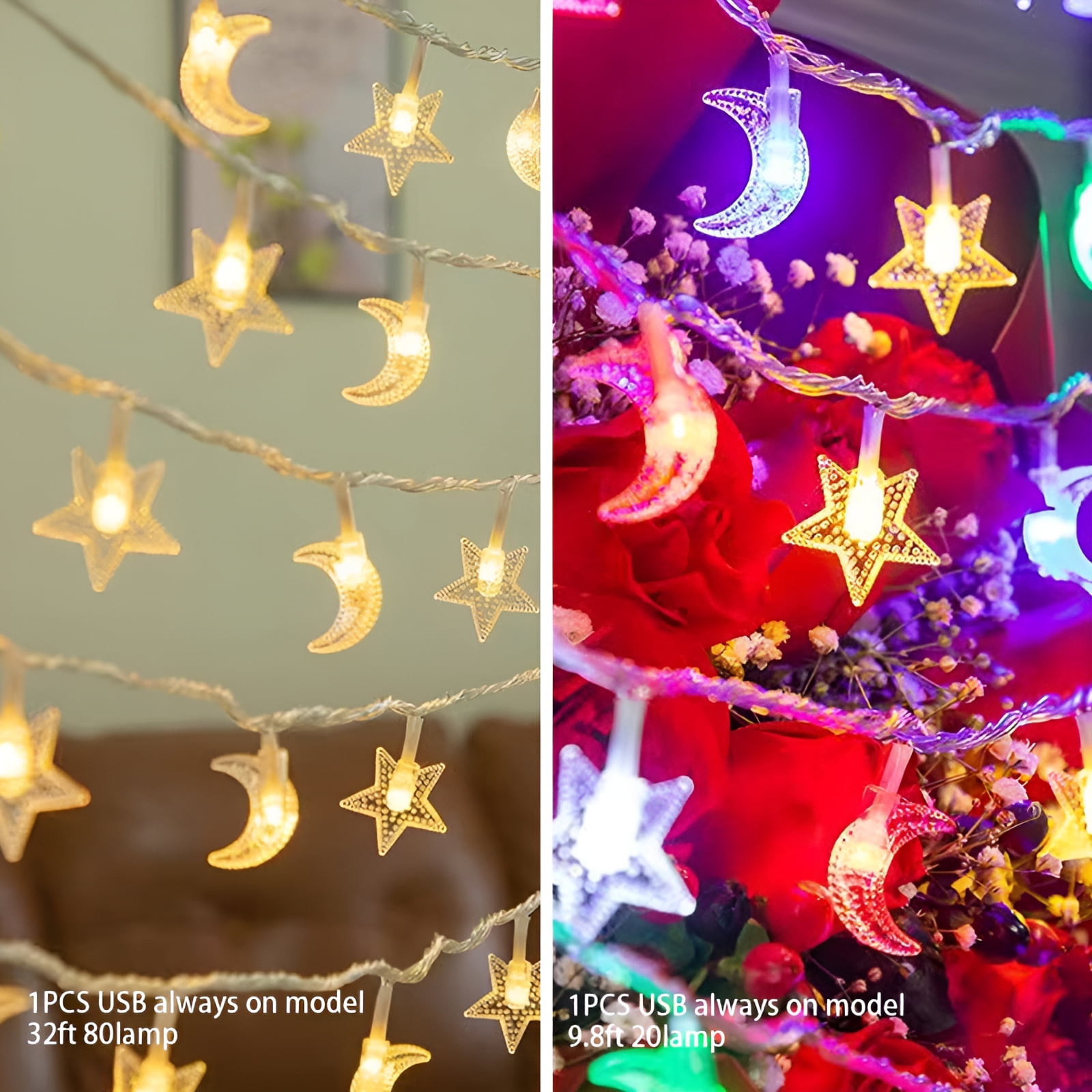 HIBIBUD 2Pcs Fairy Lights for Bedroom,Energy Efficient Bedroom Decor ...