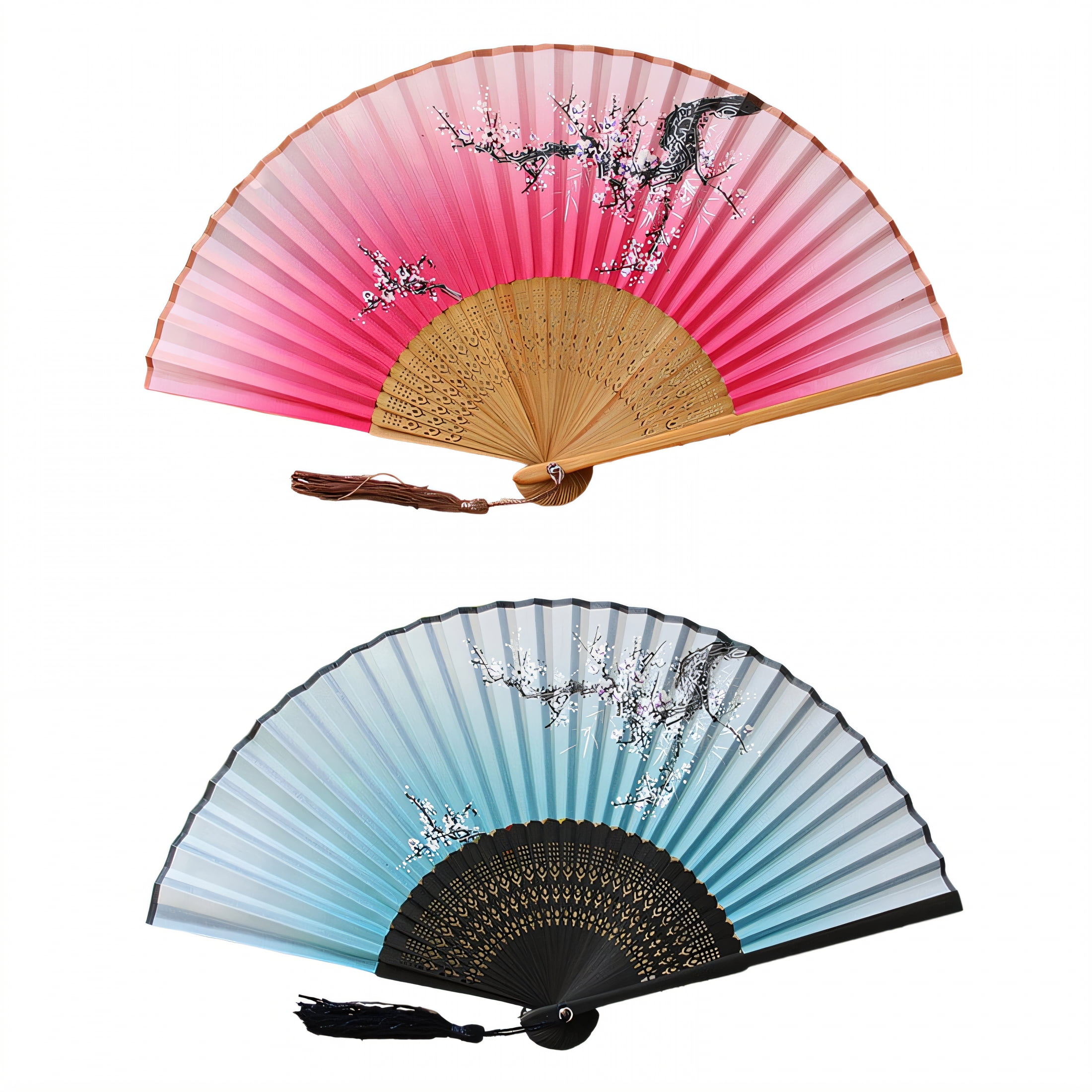HIBIBUD 2Pcs Folding Fan Custom Screen Printing Technology Large Hand ...