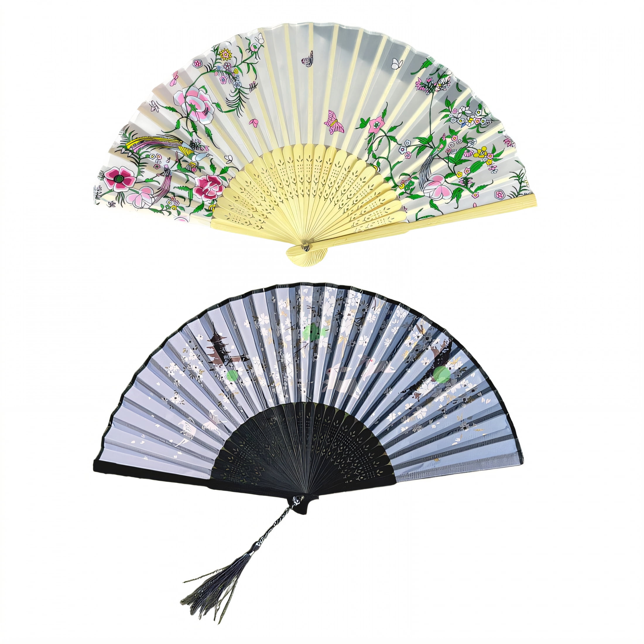 HIBIBUD 2Pcs Folding Fan Fan Ribs Arranged in Harmony Boots on the ...