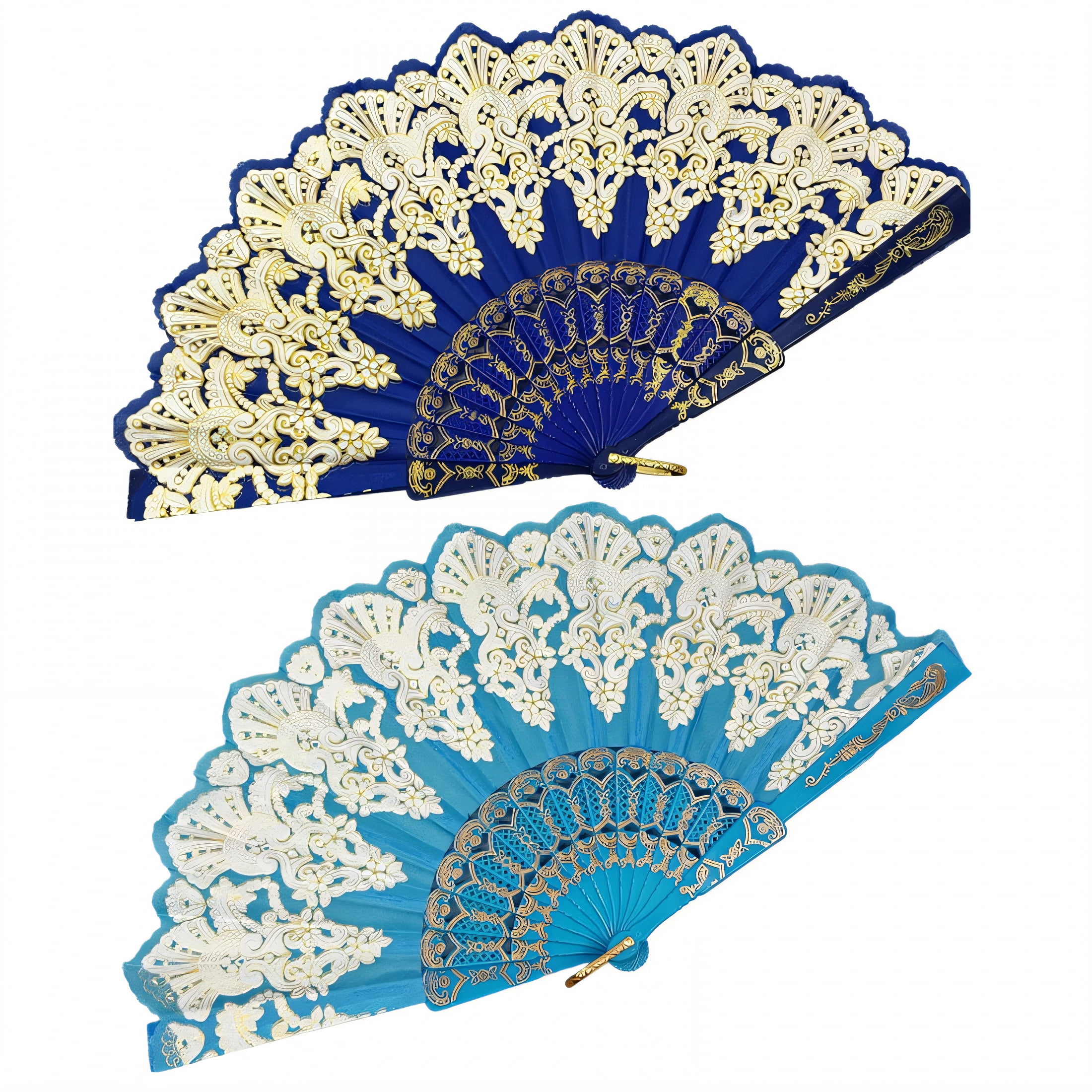 HIBIBUD 2Pcs Folding Fan Fan with Lace Motifs Large Folding Fans for ...
