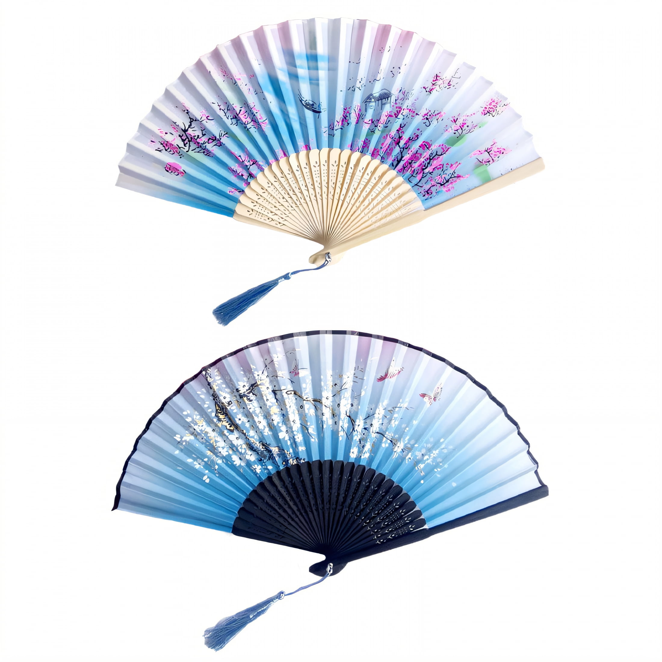 HIBIBUD 2Pcs Folding Fan Sleek Movement Clap Fans for Line Dancing Even ...