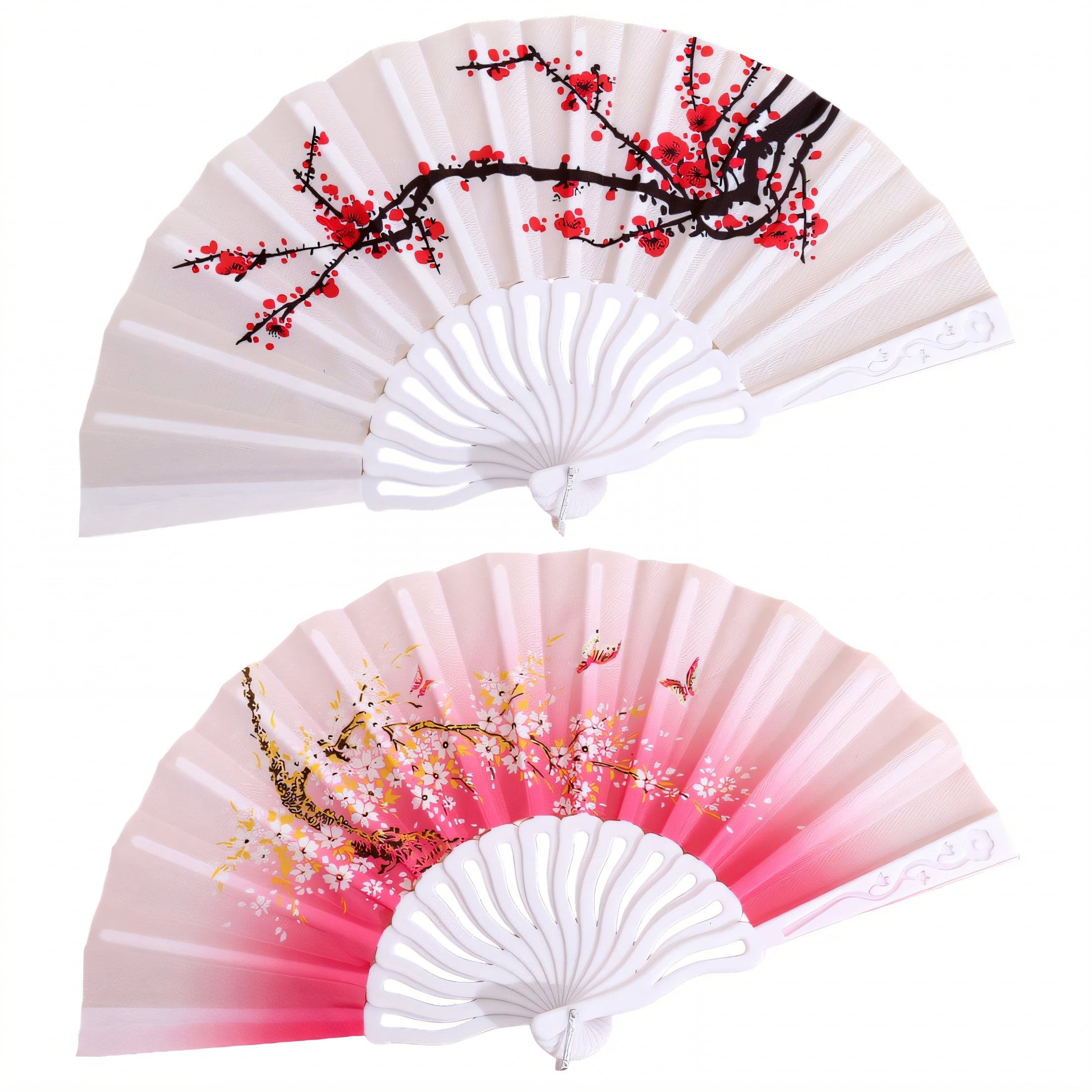 HIBIBUD 2Pcs Folding Fan Smooth & Fine Fan Face Large Folding Fans for ...