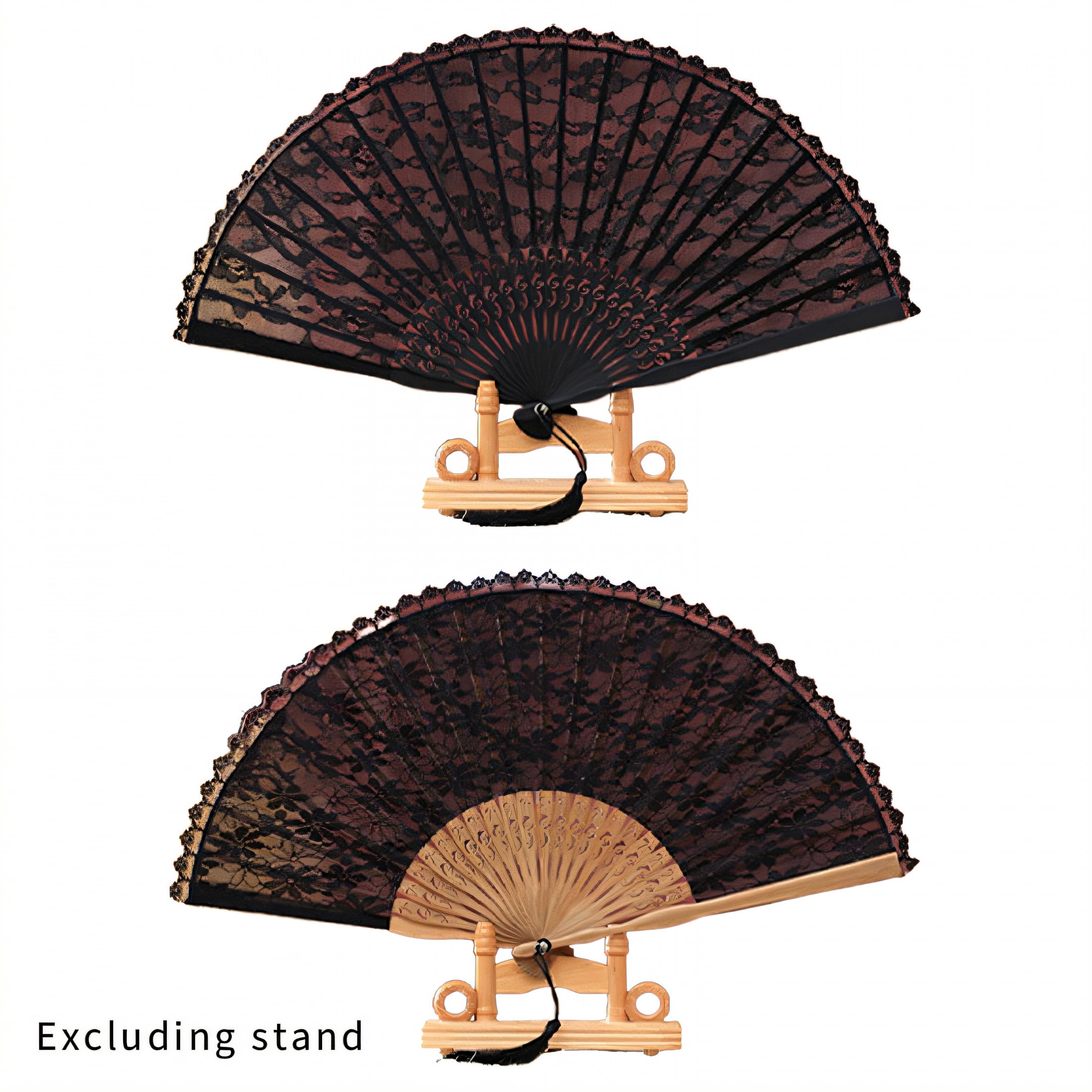 HIBIBUD 2Pcs Folding Fan Strong Plastic Ribs Large Folding Fans for ...