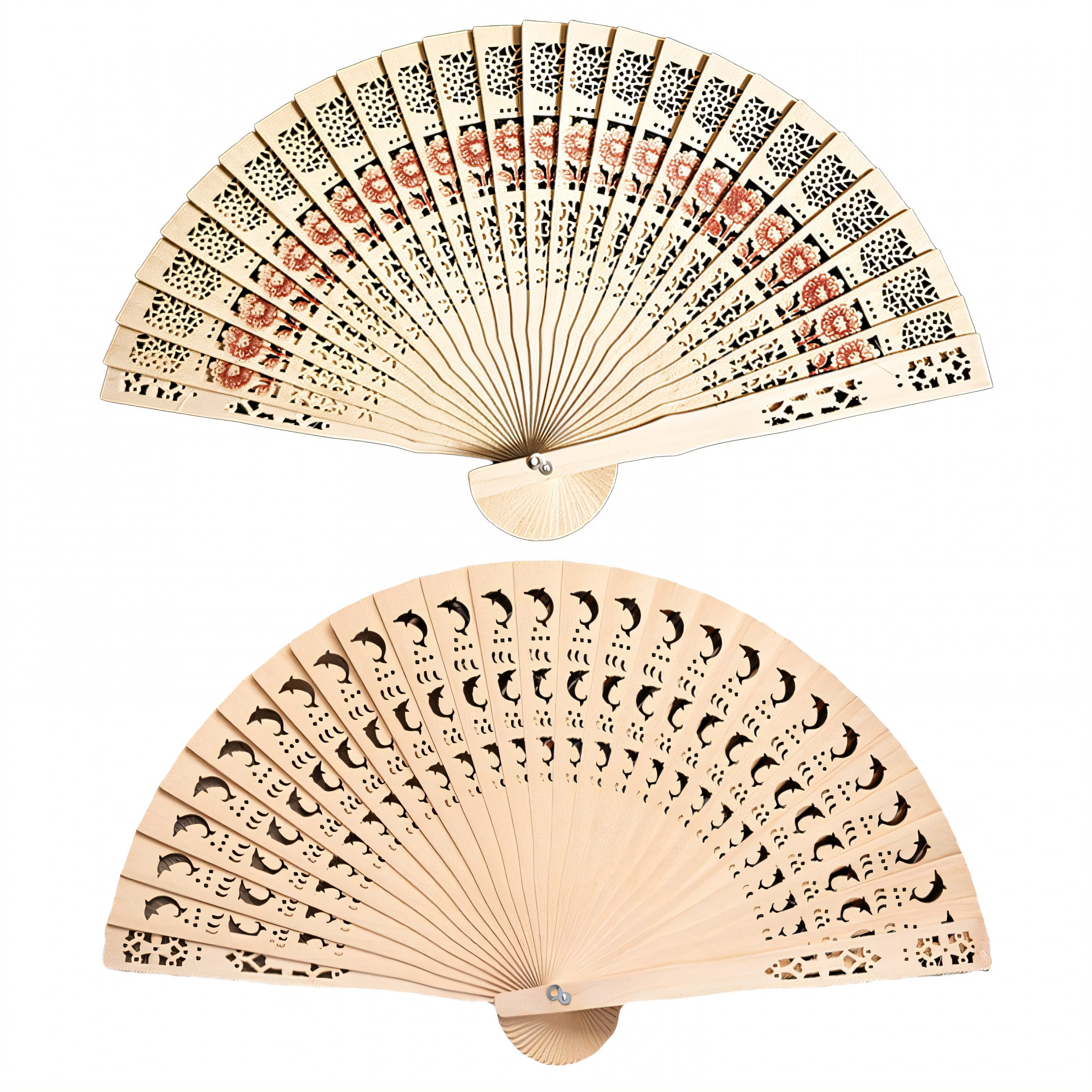 HIBIBUD 2Pcs Folding Fan Symmetrical Fan Bone Arrangement Large Hand ...