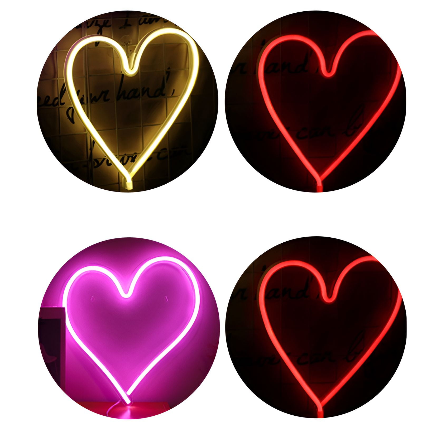 HIBIBUD 2Pcs Neon Light Independent Power Options Neon Signs Simple ...