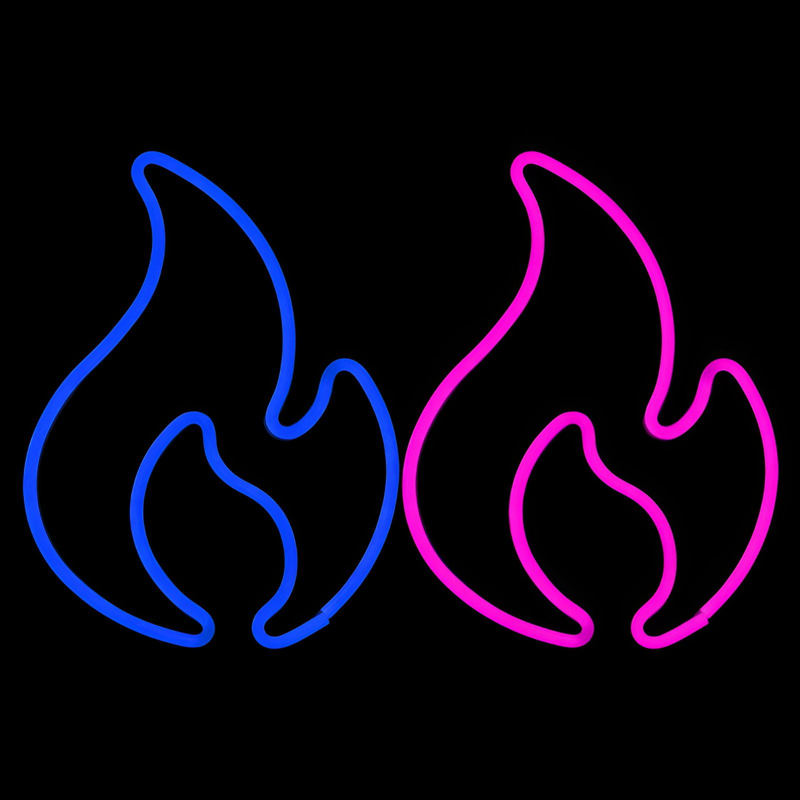 HIBIBUD 2Pcs Neon Light Reliable Glow Led Signs Lively Flame Look Neon ...