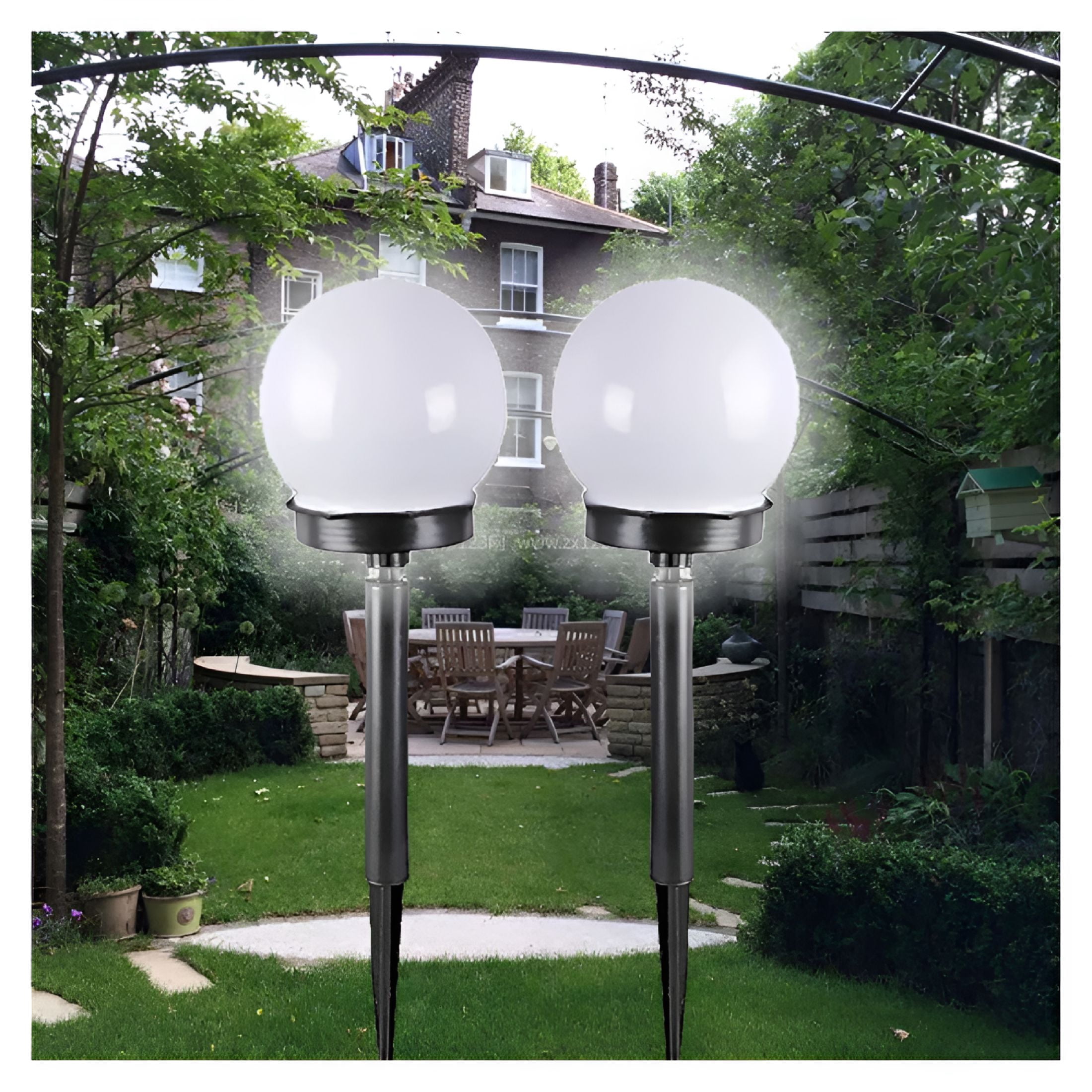 HIBIBUD 2Pcs Solar Globe Lights Outdoor,Garden Lights Waterproof,Round ...