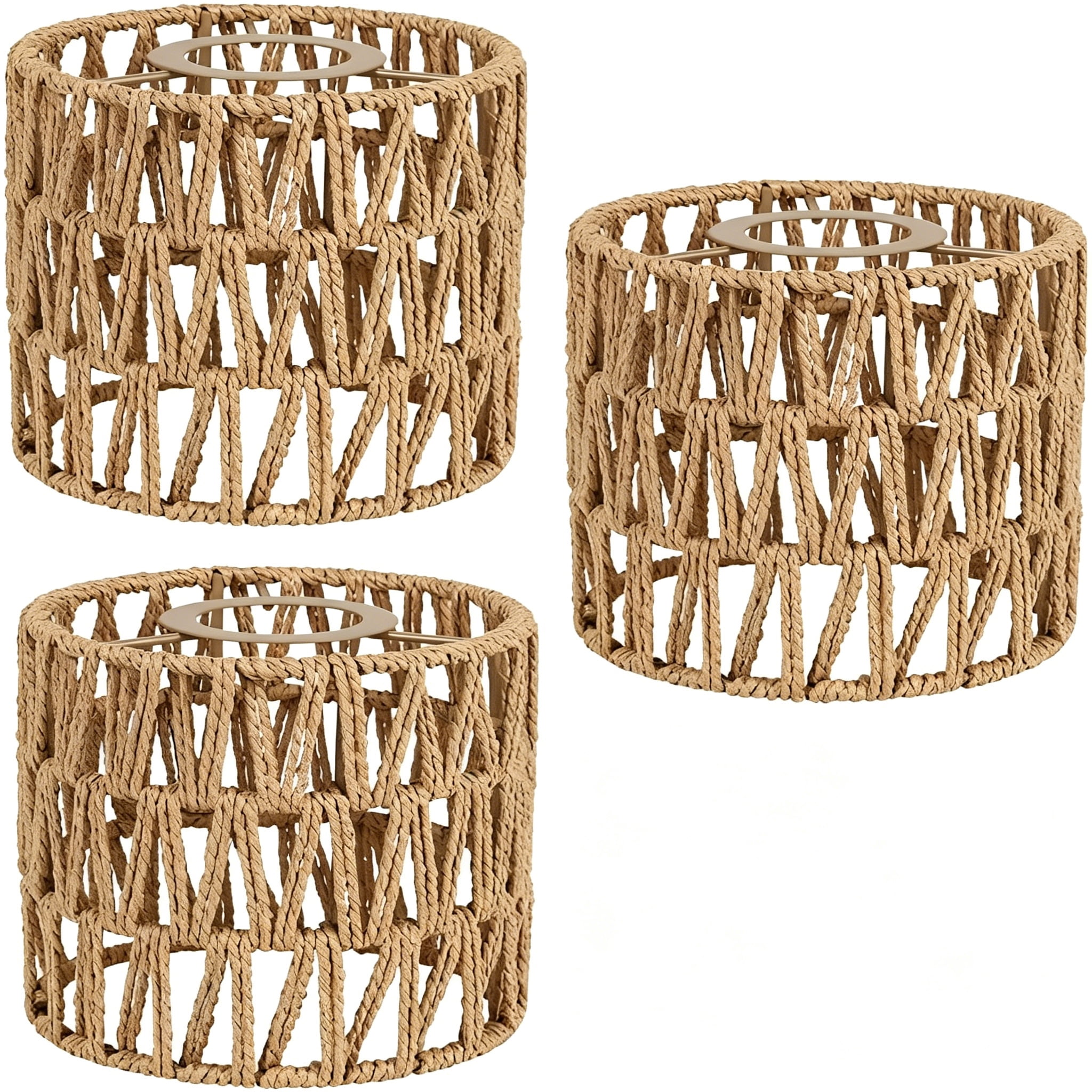 HIBIBUD 3 Pack Rattan Lamp Shade Small Boho Shades Replacement ...