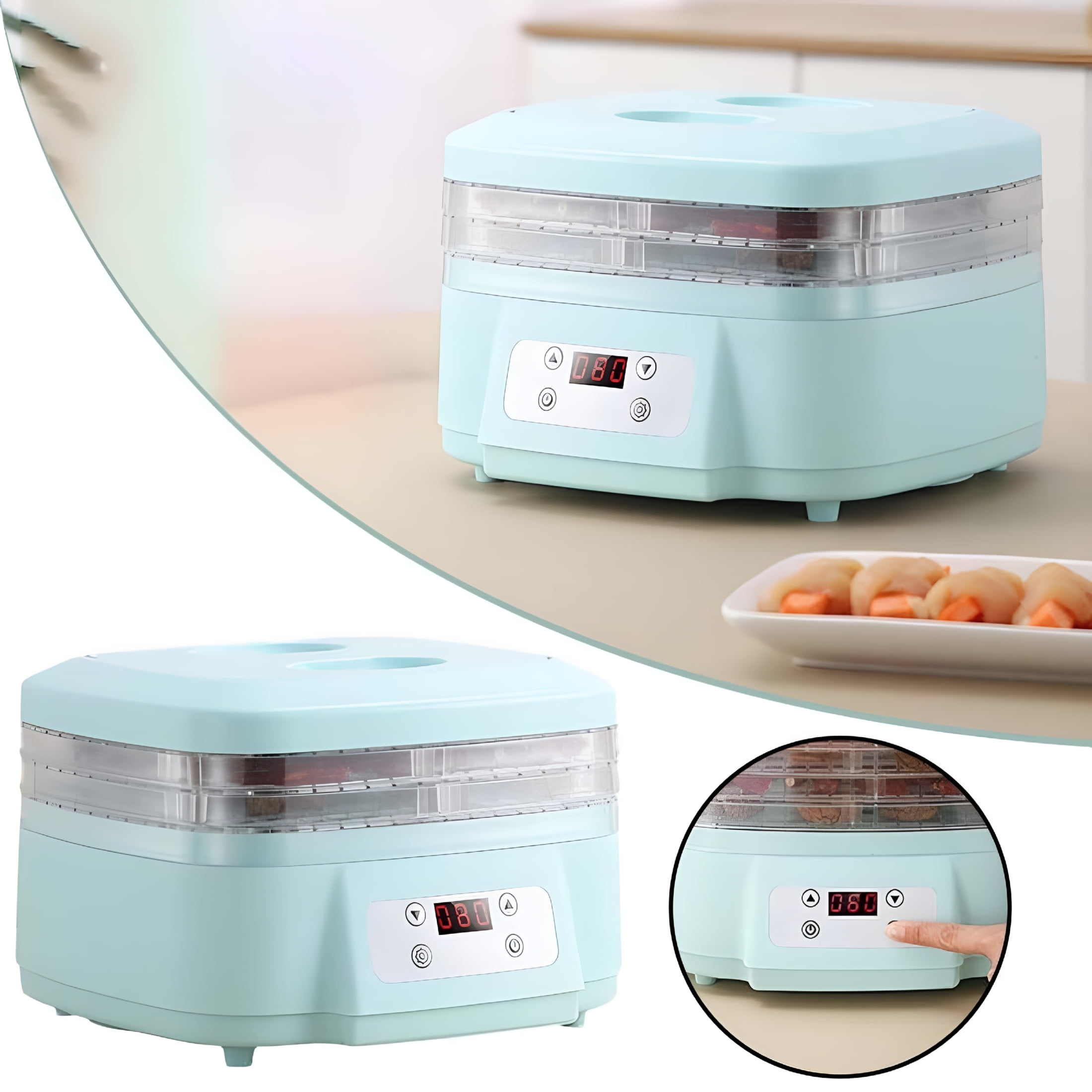 HIBIBUD 360° Air Flow Food Dehydrator,3-Layer Tray Type Food Dehydrator ...