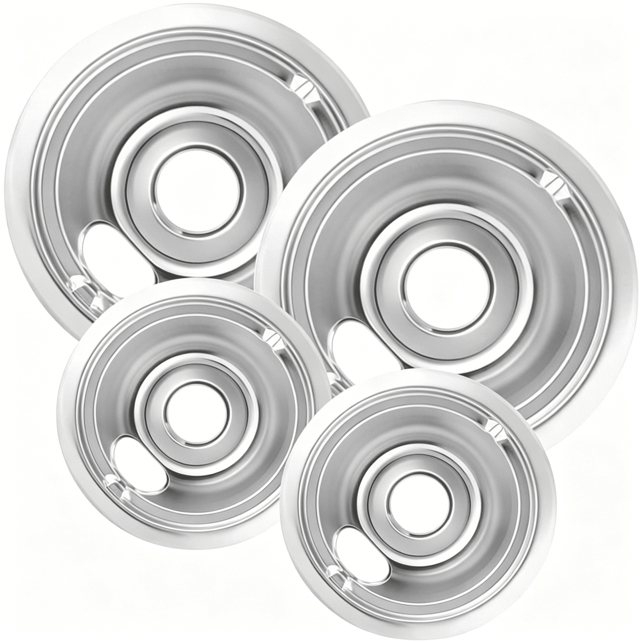 HIBIBUD 4-Piece Drip Pans Set - Chrome Finish Electric Stove Burner ...