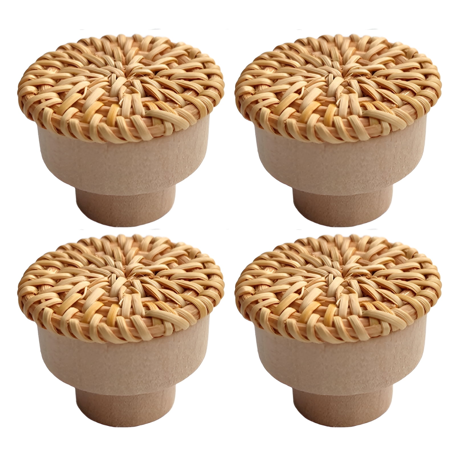 HIBIBUD 4Pcs Cabinet Knobs,Selected Eco-Materials Rattan Drawer Handle ...