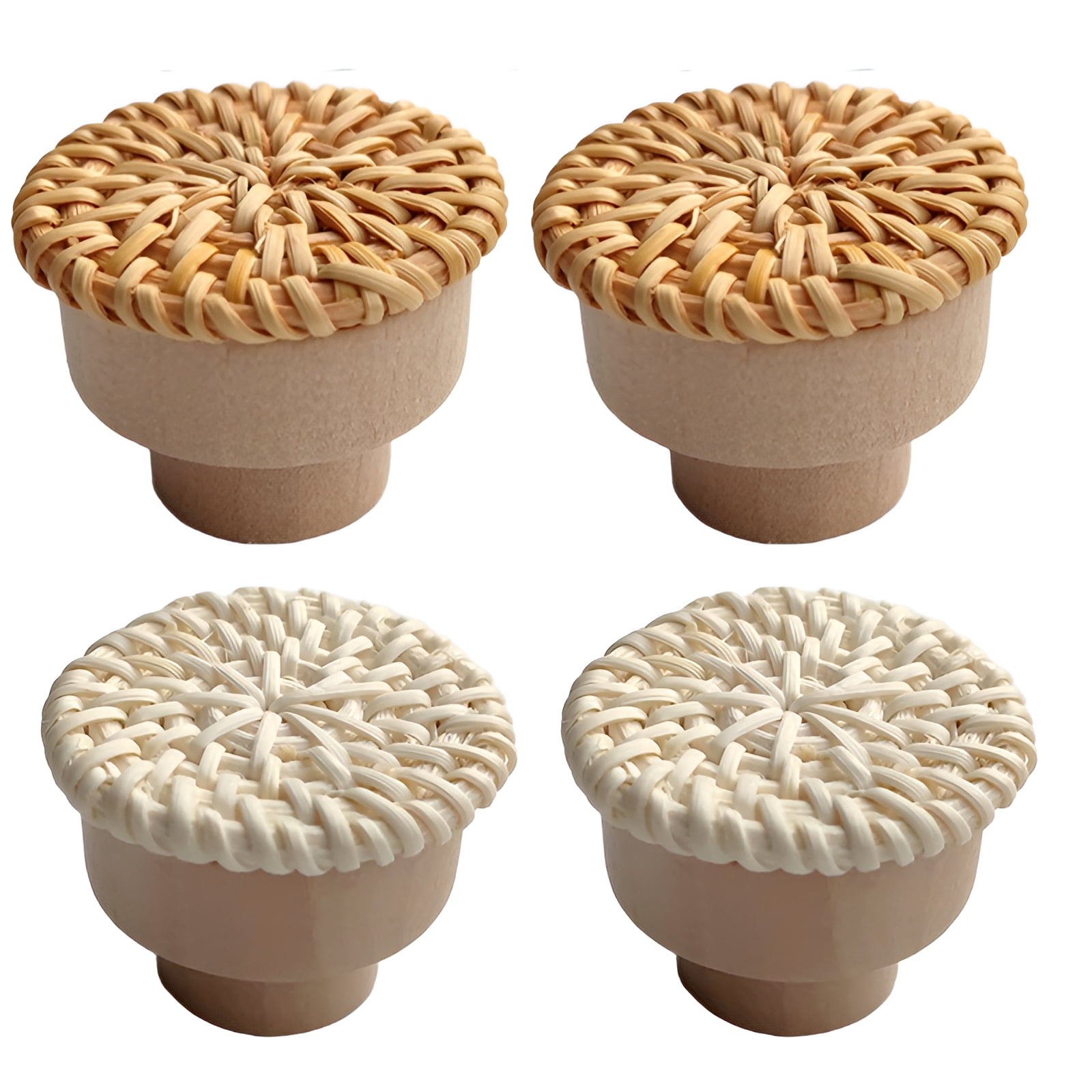 HIBIBUD 4Pcs Cabinet Knobs,Selected Rattan Rattan Drawer Handle,Tight ...