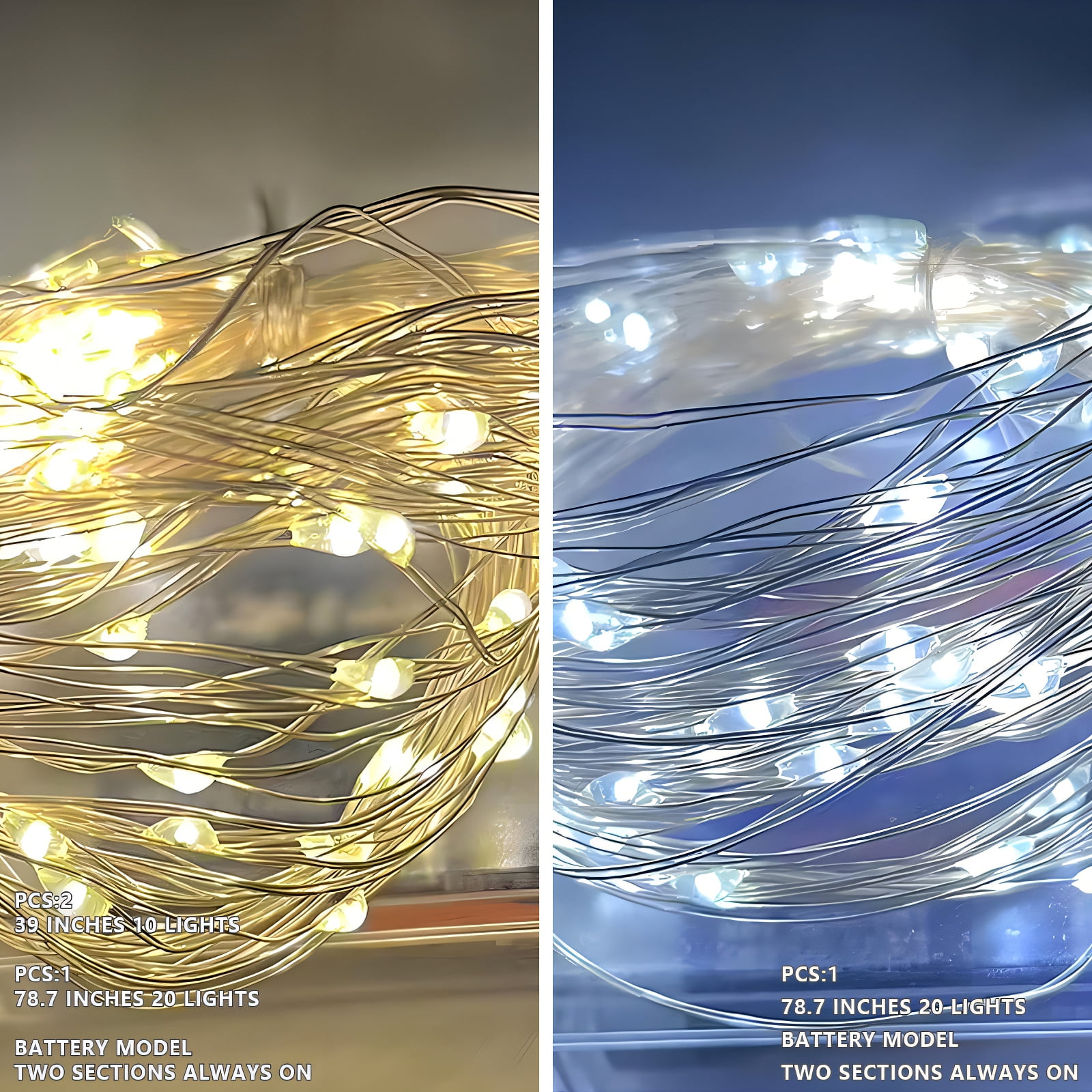 HIBIBUD 4Pcs Fairy Lights Battery Operated,Versatile Lighting Modes ...