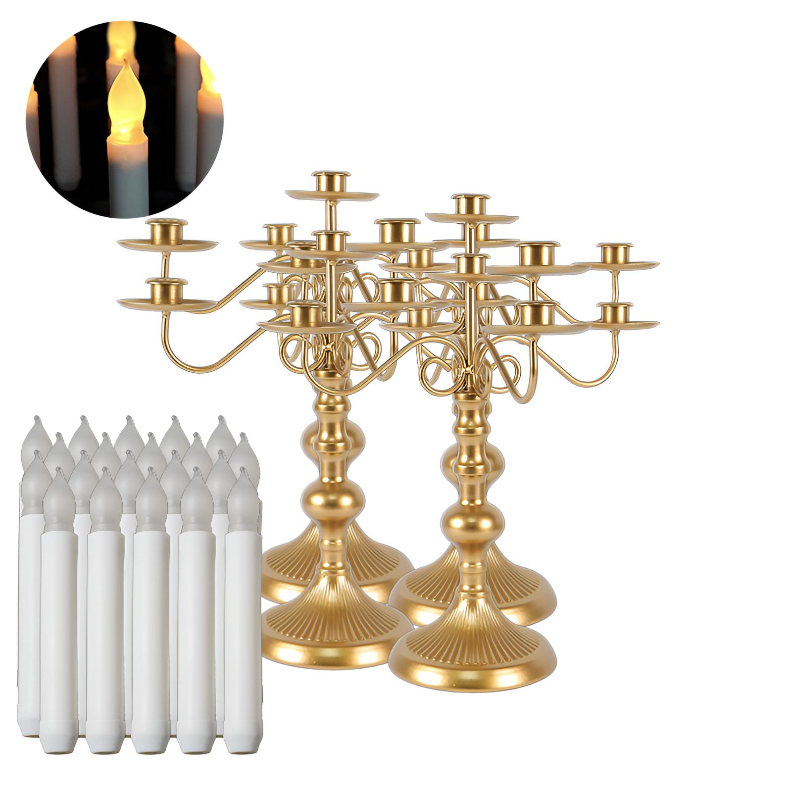 HIBIBUD 4Pcs Flameless Candles,Golden and Light-Shadow Fusion Flameless ...