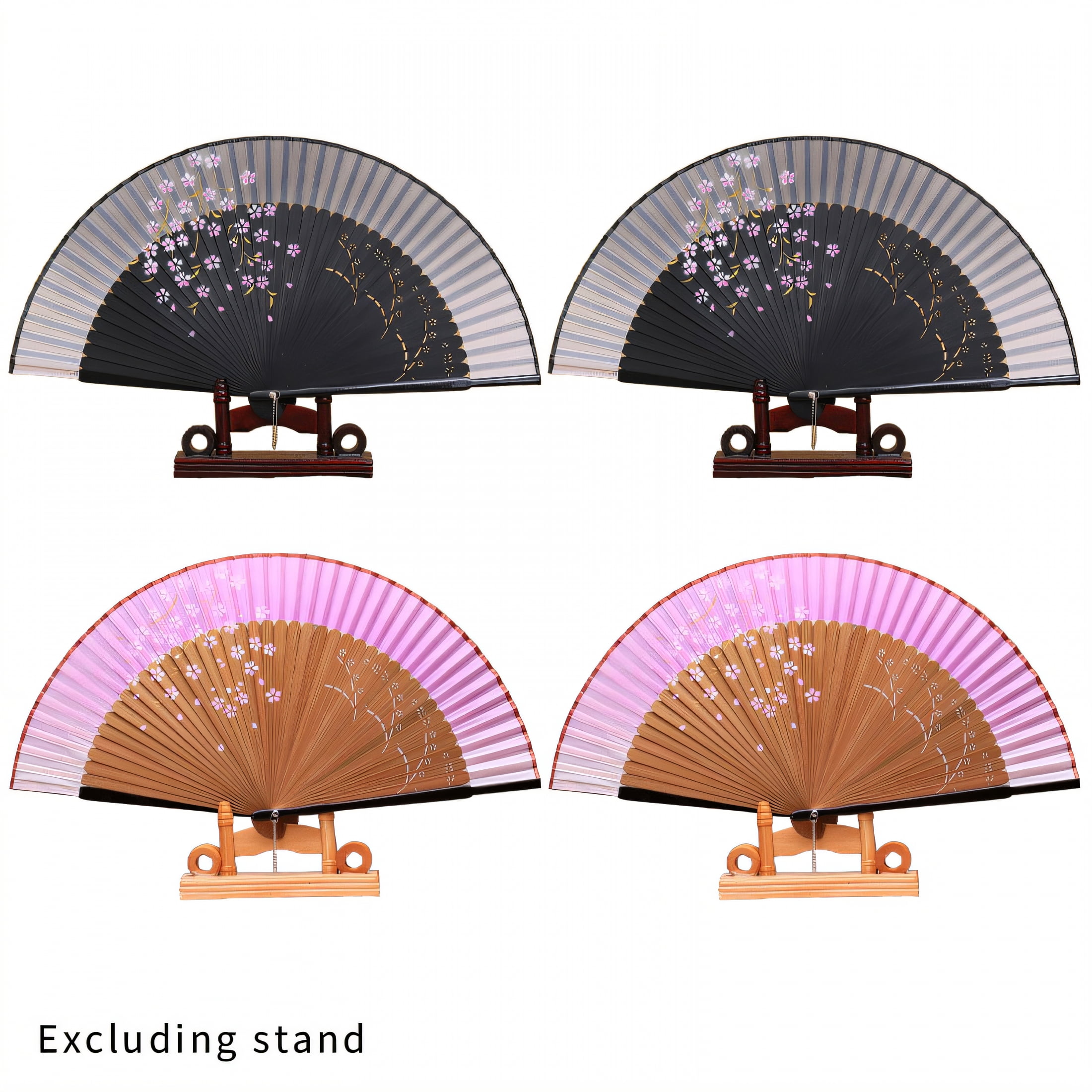 HIBIBUD 4Pcs Folding Fan Decorative Ribbed Fan Bones Hand Fans for ...