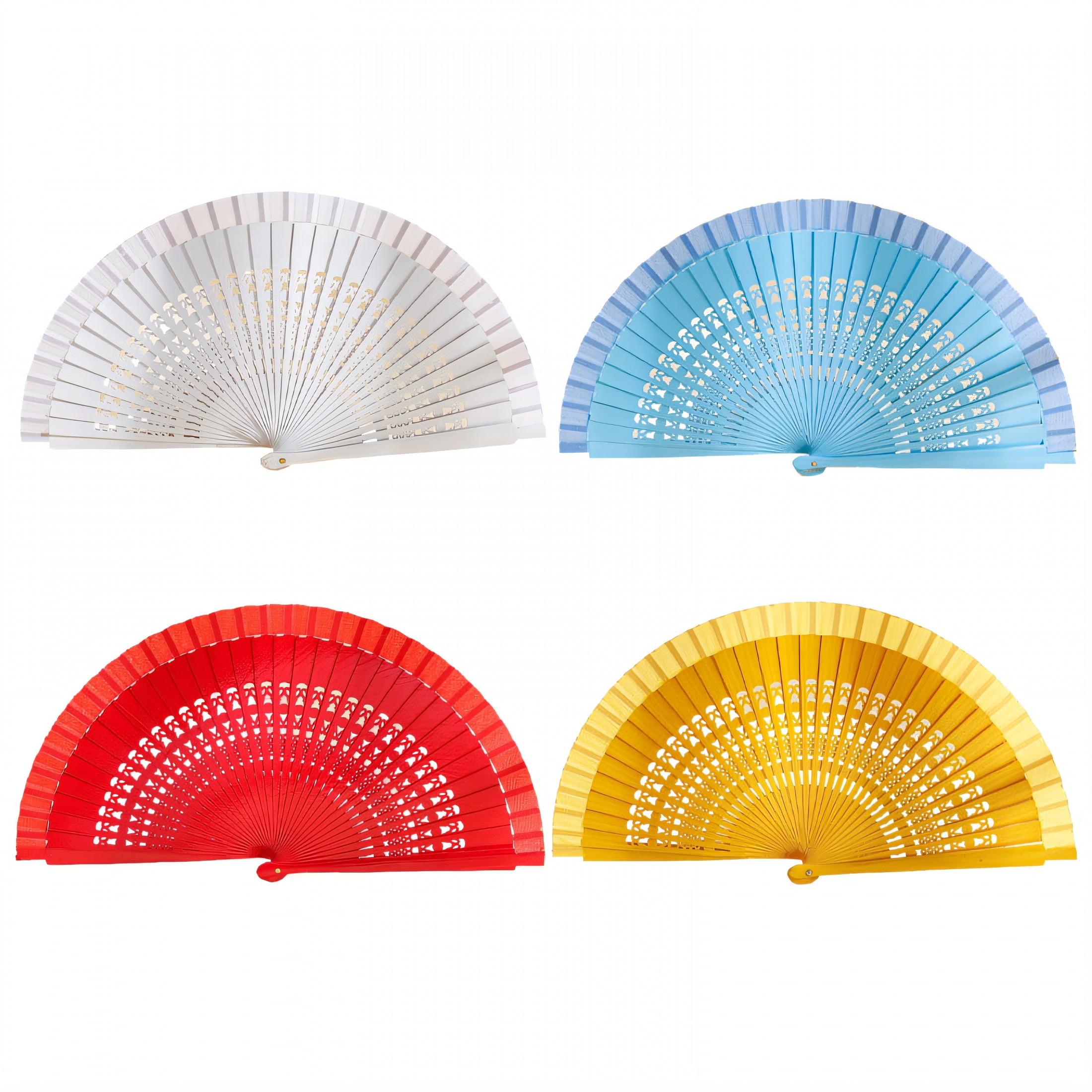 HIBIBUD 4Pcs Folding Fan Refined & Polished Fan Surface Large Hand Fans ...