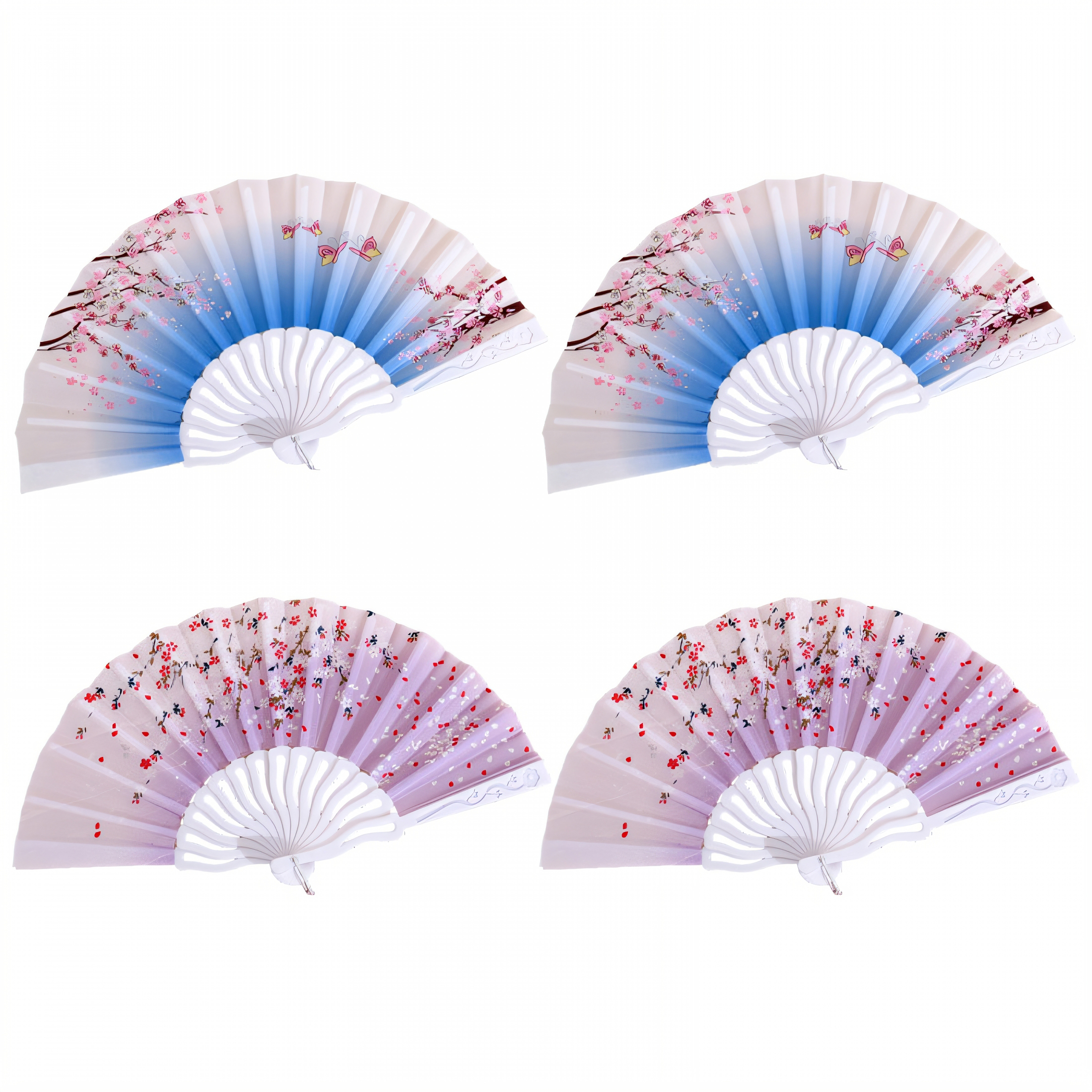 HIBIBUD 4Pcs Folding Fan Soft & Flawless Fan Face Clacking Fans for ...