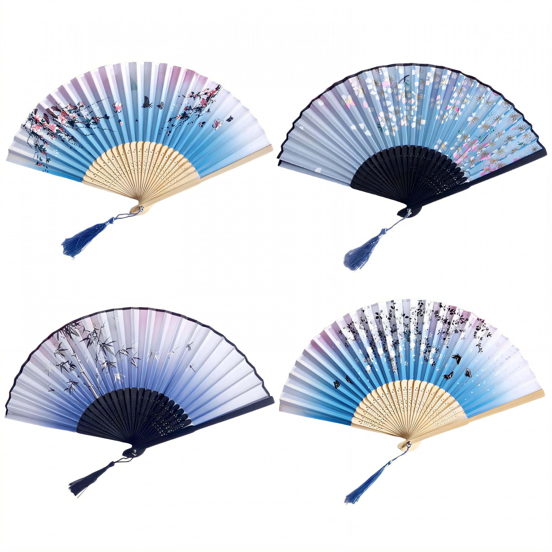HIBIBUD 4Pcs Folding Fan Sturdy and Reliable Fan Large Folding Fans for ...