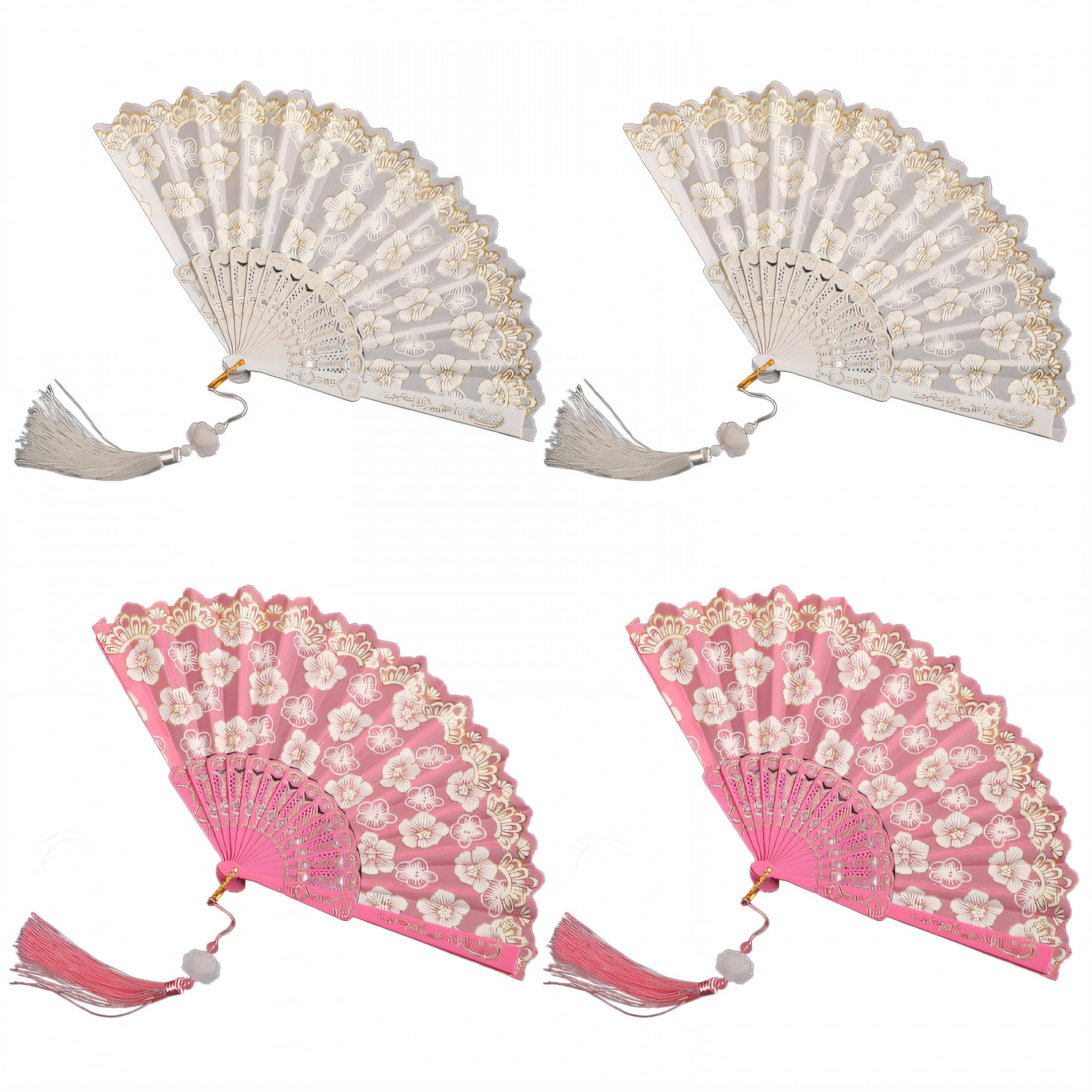 HIBIBUD 4Pcs Folding Fan Tough Fan Material Clap Fans for Line Dancing ...