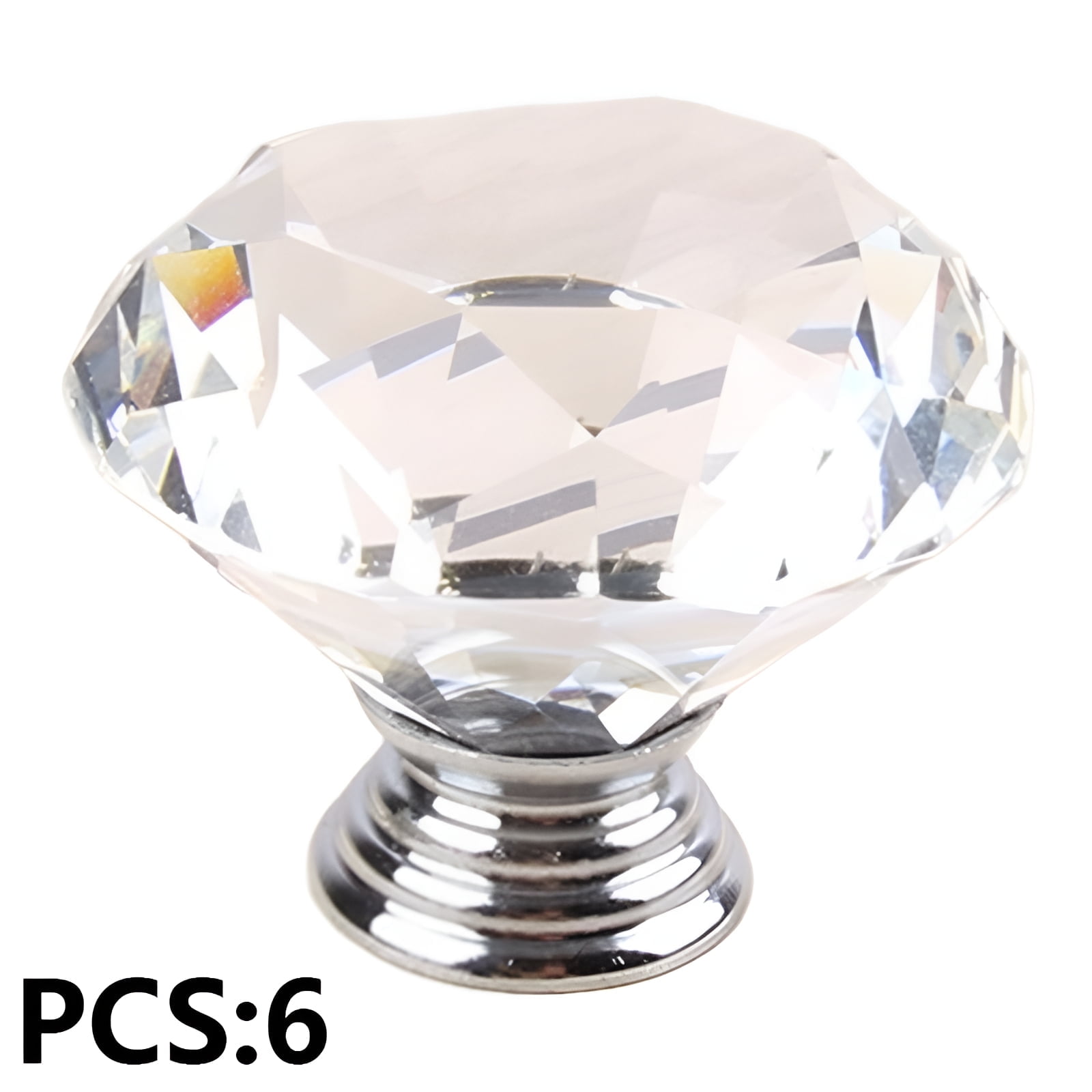 HIBIBUD 6Pcs Cabinet Knobs,Refresh Your Space Crystal Knobs,Fine Gloss ...