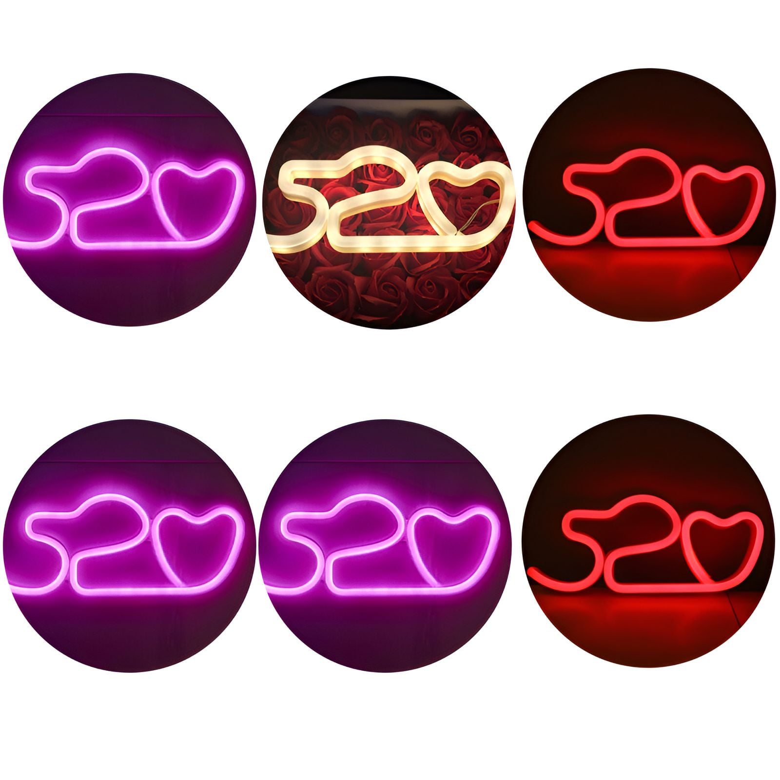 HIBIBUD 6Pcs Neon Light Independent Power Options Led Signs Simple ...