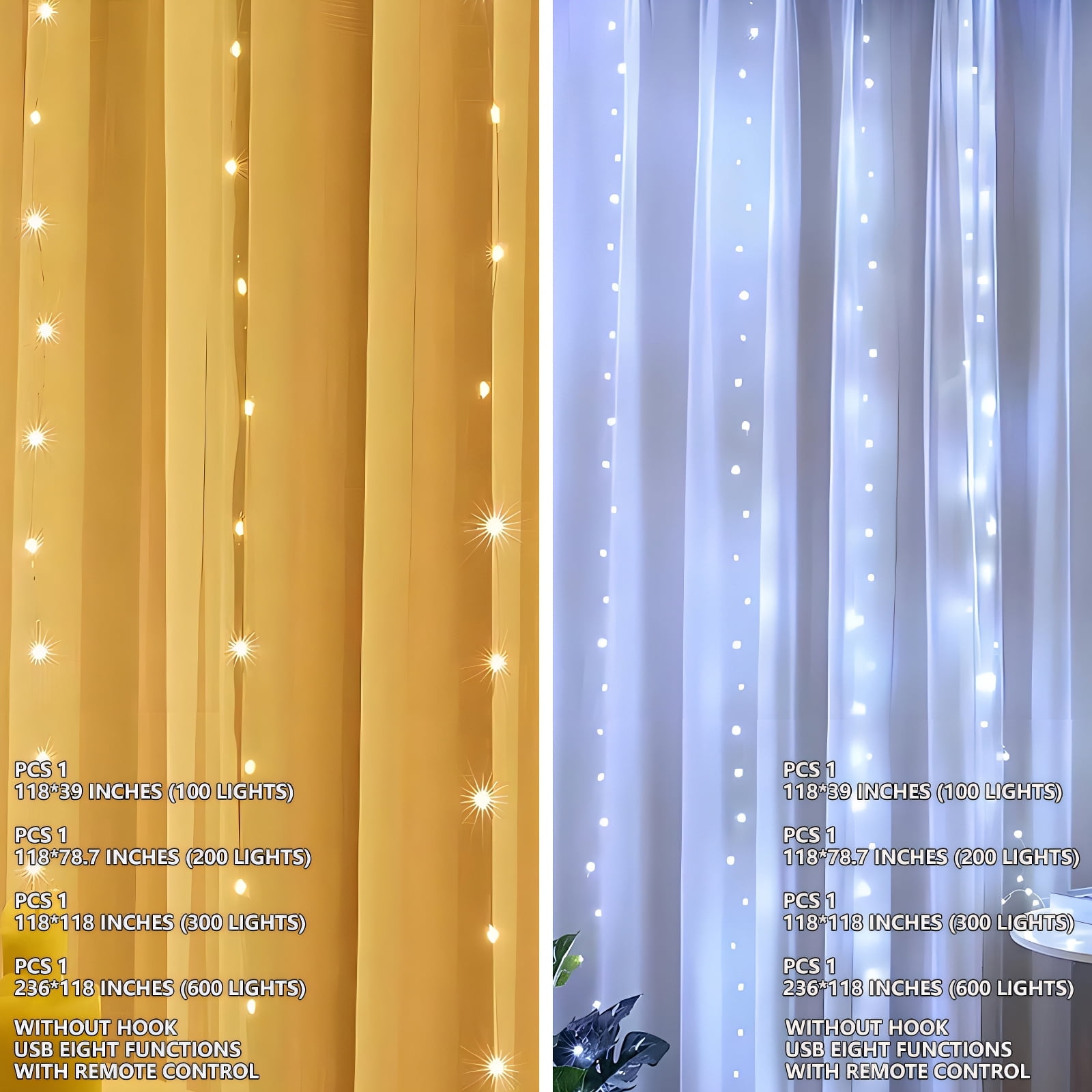 HIBIBUD 8Pcs Fairy Lights Plug In,Versatile Lighting Modes Room Lights ...