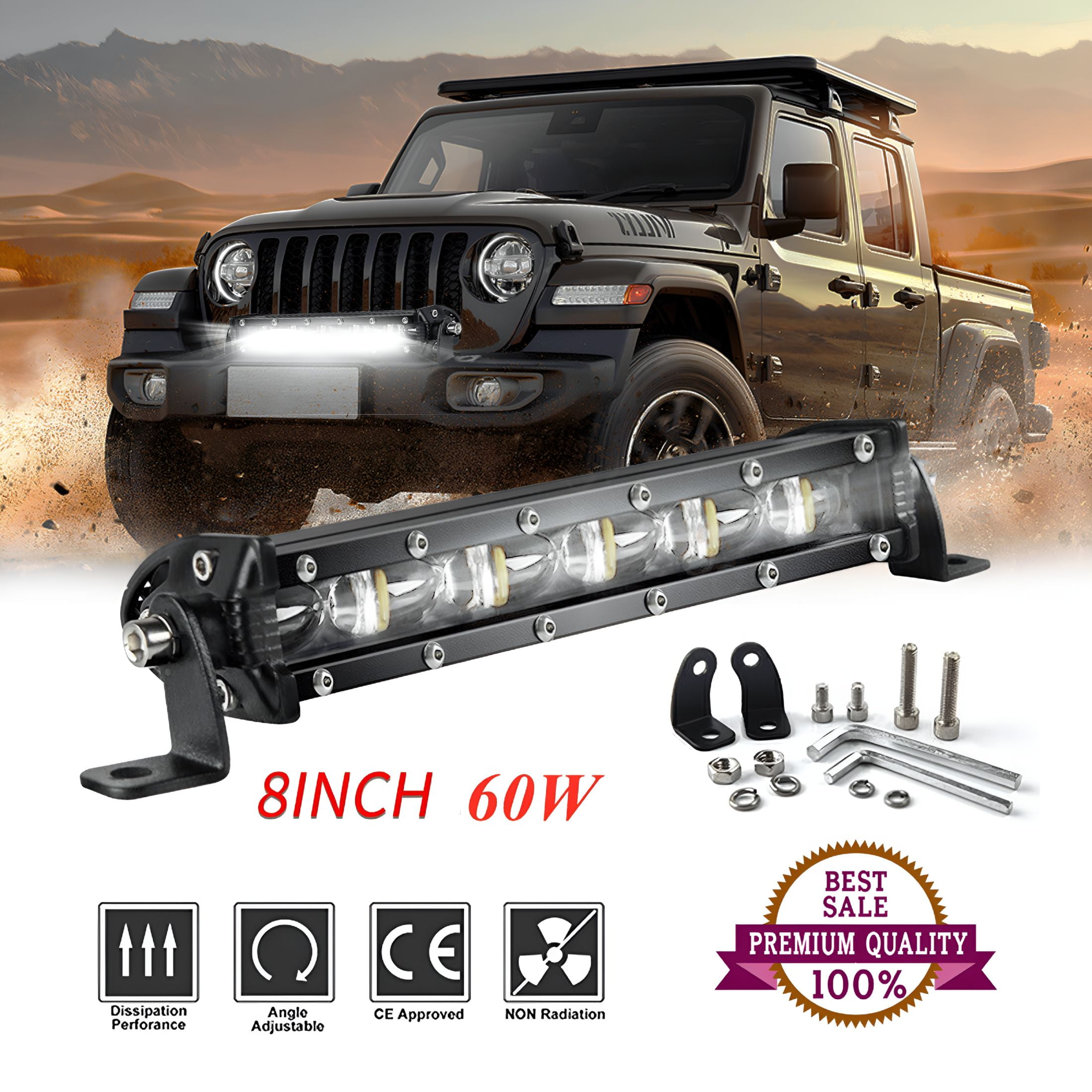 HIBIBUD 8inch 12000LM LED Light Bar Spot Flood Bright Work Fog ...