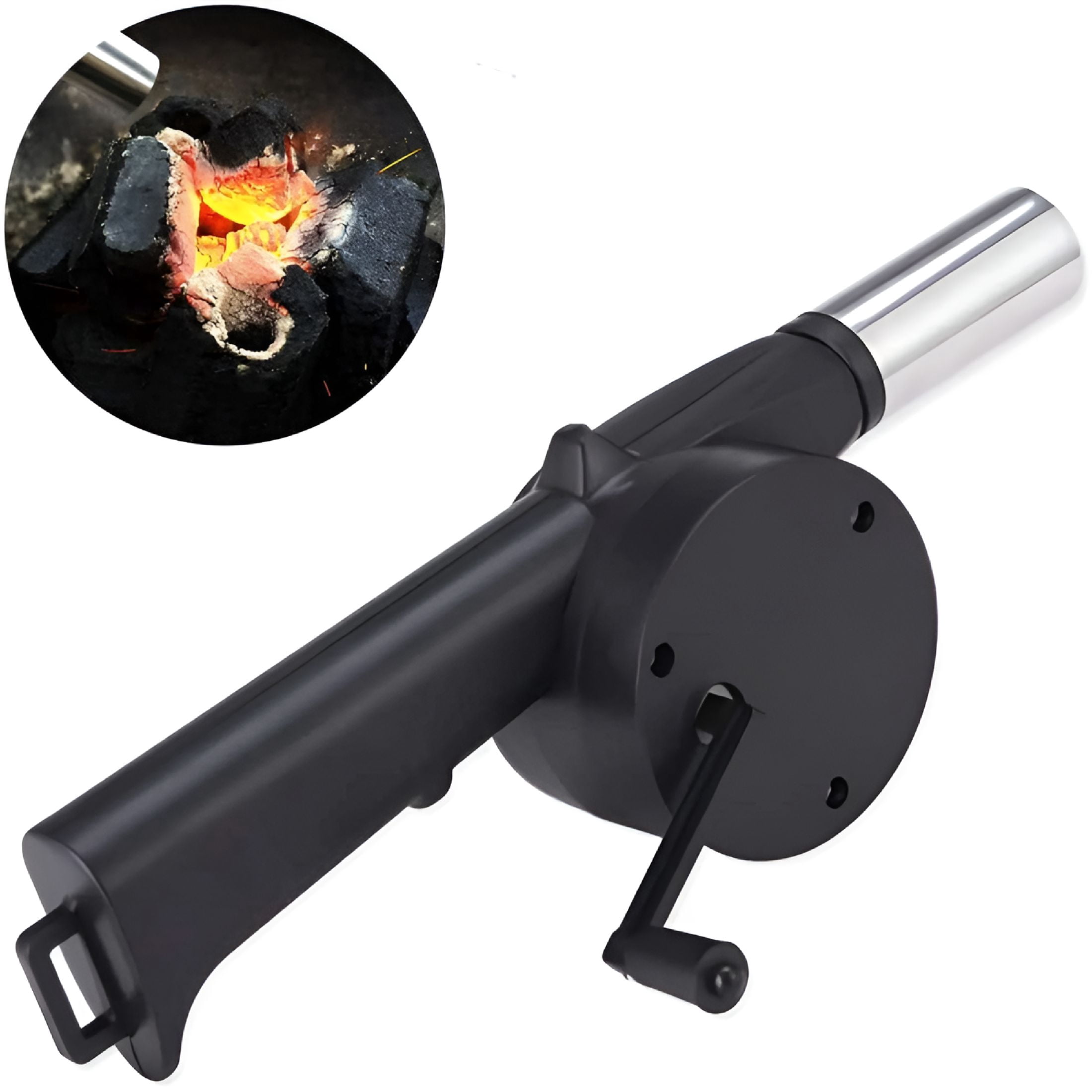 HIBIBUD BBQ Fan Manual Mini Air Blower Portable Manual Hand Crank ...