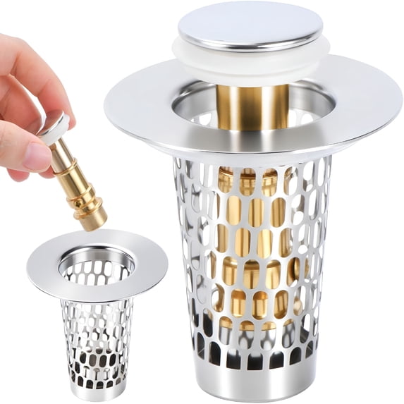 HIBIBUD Bathroom Sink Drain Stoppers with Hair Catcher for 1.15-1.3 In ...