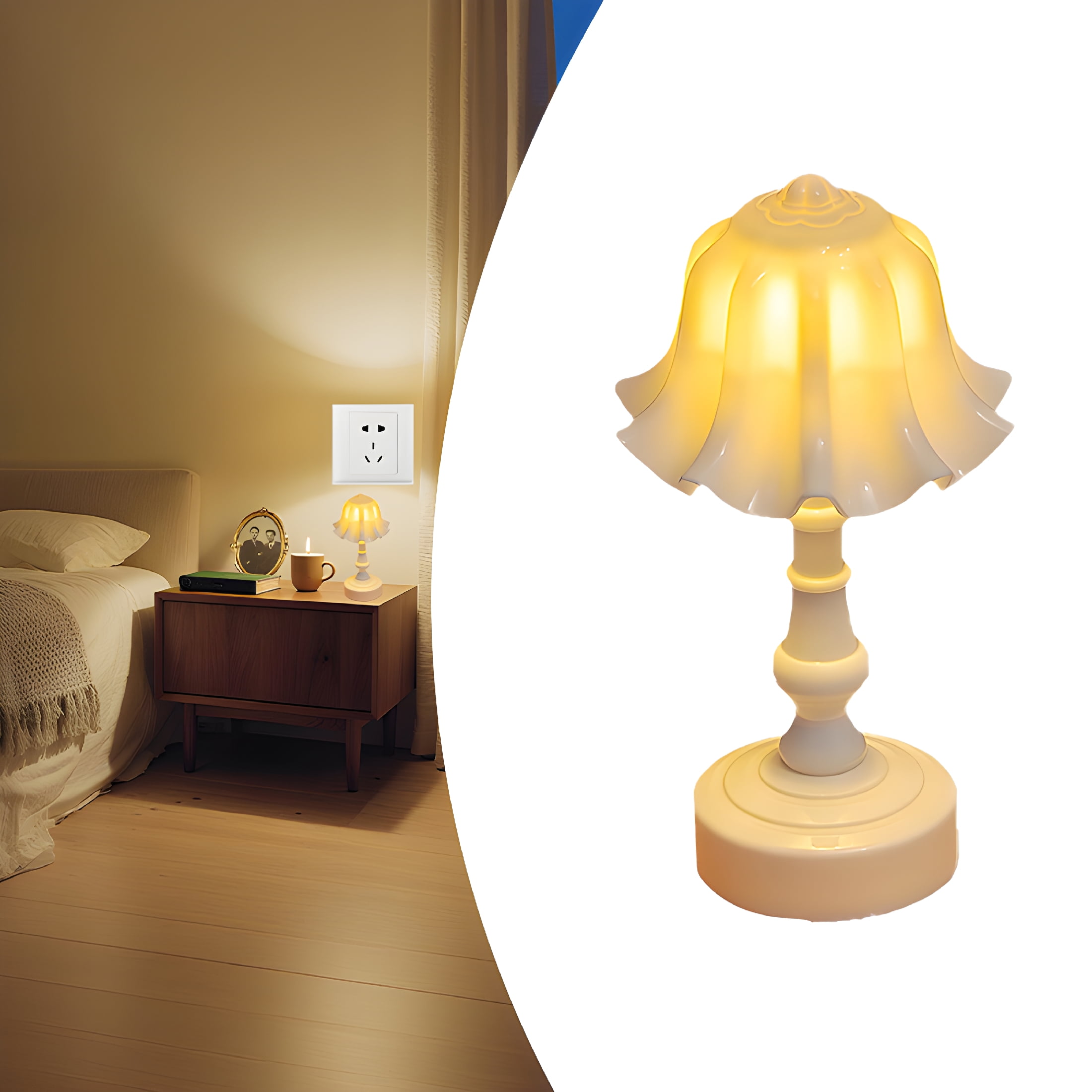 HIBIBUD Bedside Table Lamp,Battery Operated Aesthetic Lamp,Soft Warm ...