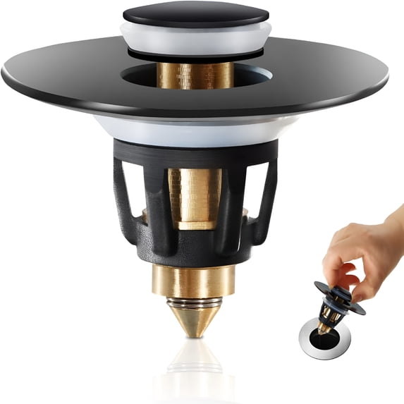 HIBIBUD Black Bathroom Sink Stopper,Pop Up Drain Stopper for Bathroom ...