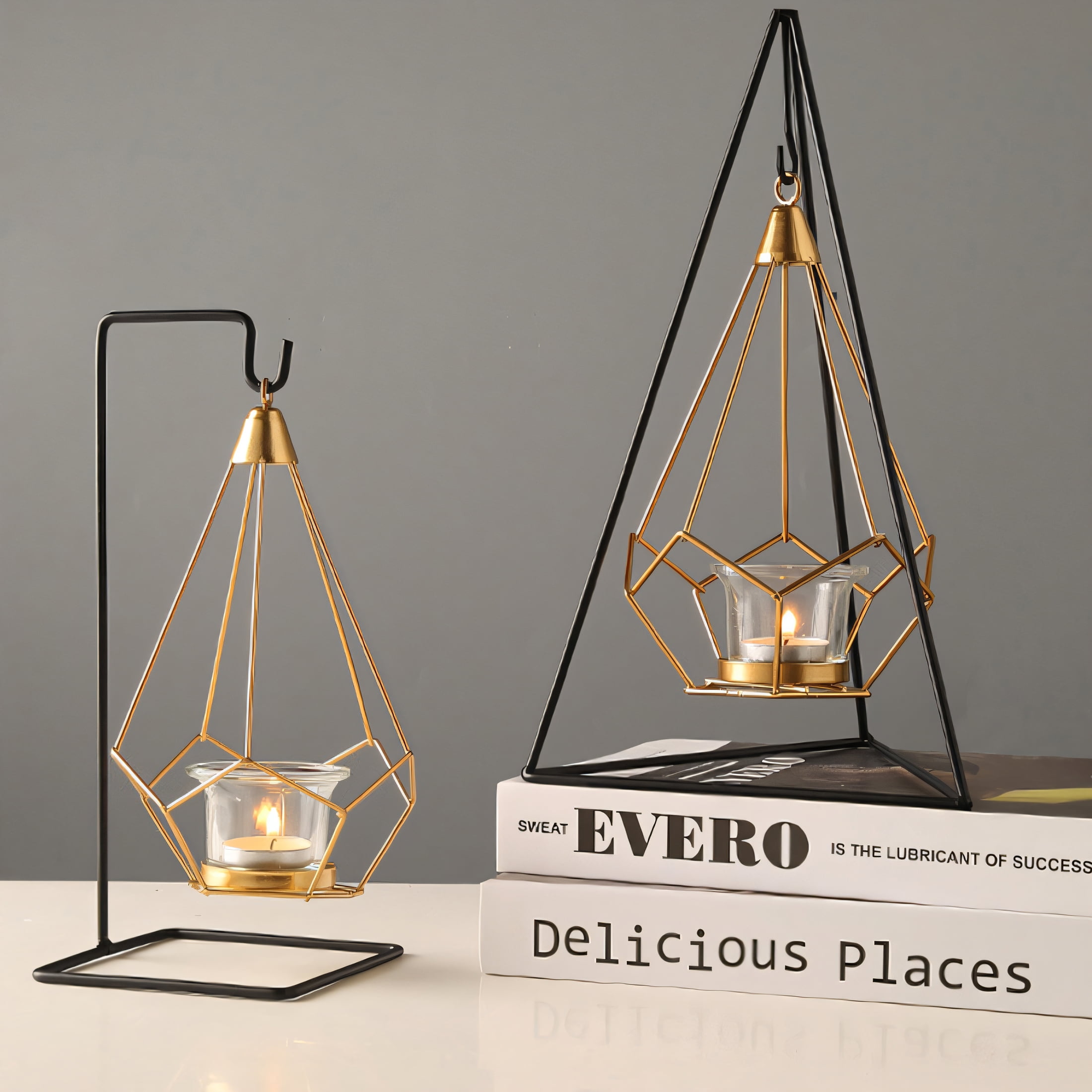 HIBIBUD Candlesticks,Nordic Luxury Style Hurricane Glass Candle Holders ...