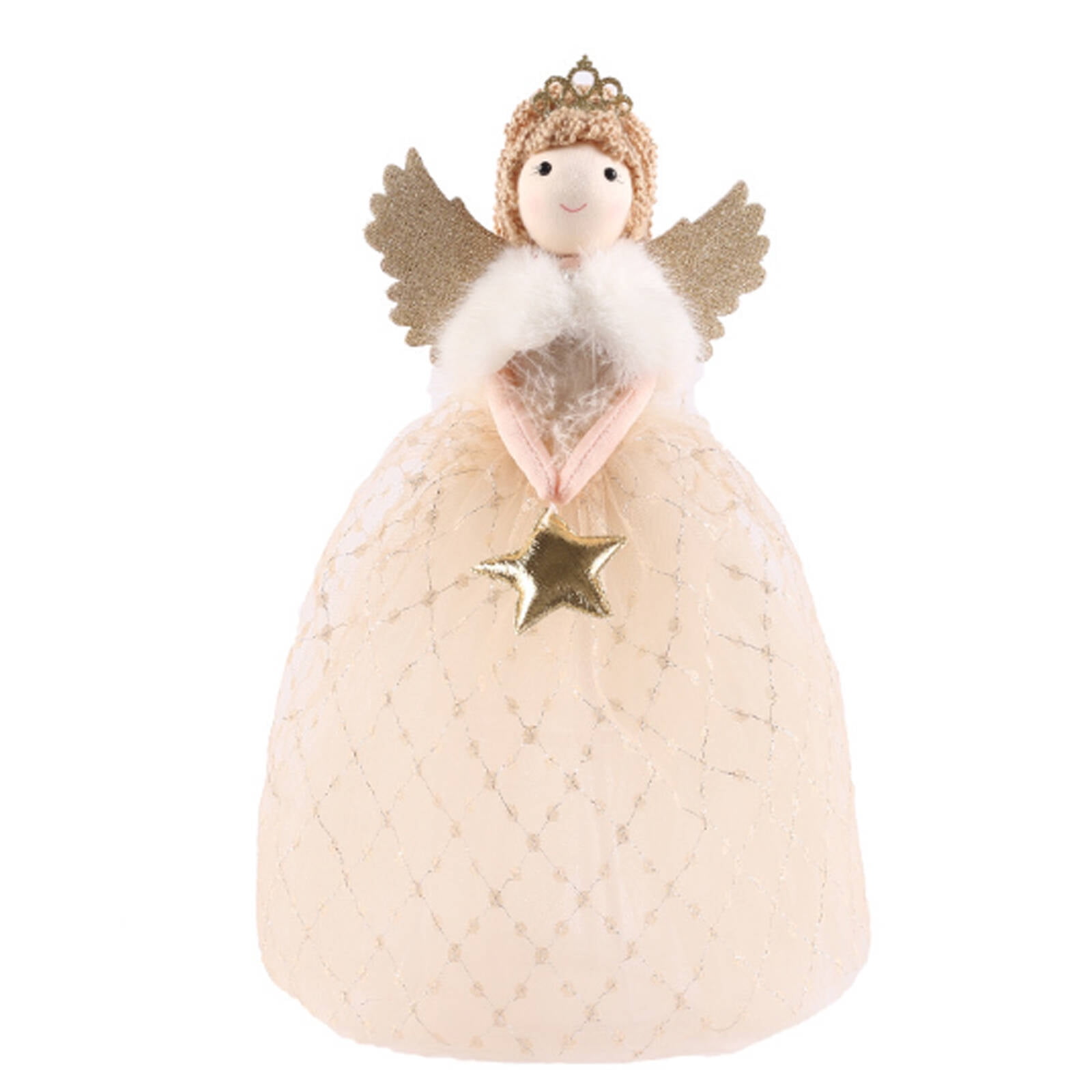 HIBIBUD Christmas Tree Topper,Modern Plush Angel Wings Tree Topper ...