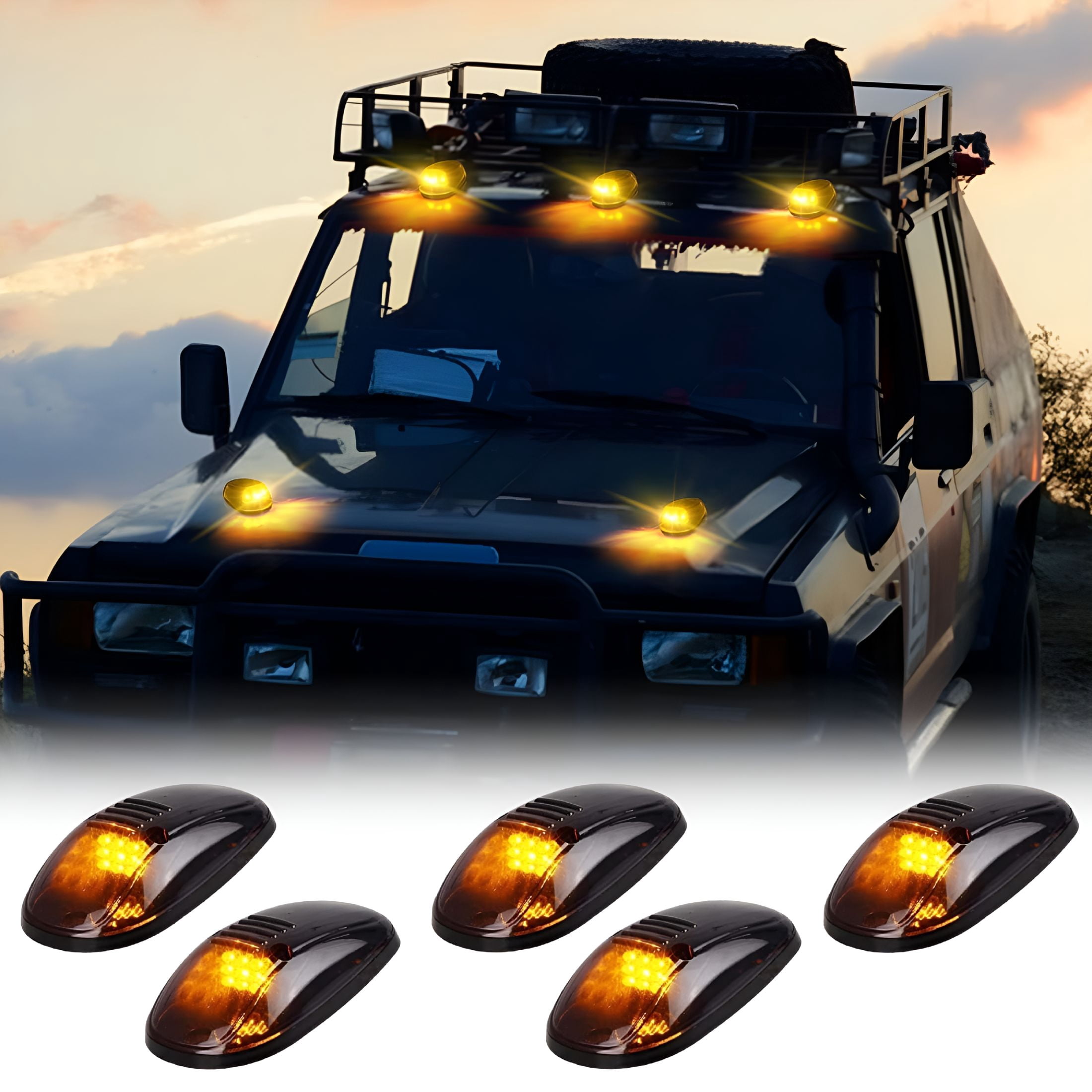 HIBIBUD No Drill Cab Lights, Solar Powered Cab Lights for Truck ...