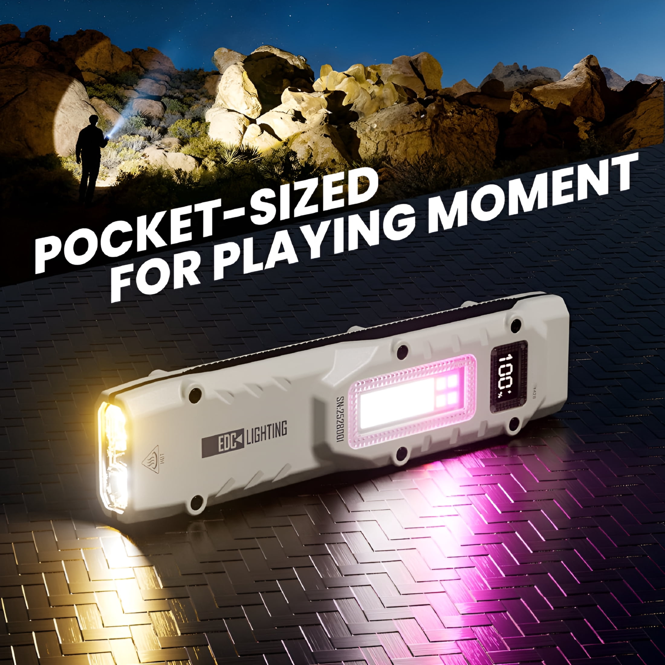 HIBIBUD Flat Flashlights Rechargeable,Small Tactical Flashlight with ...