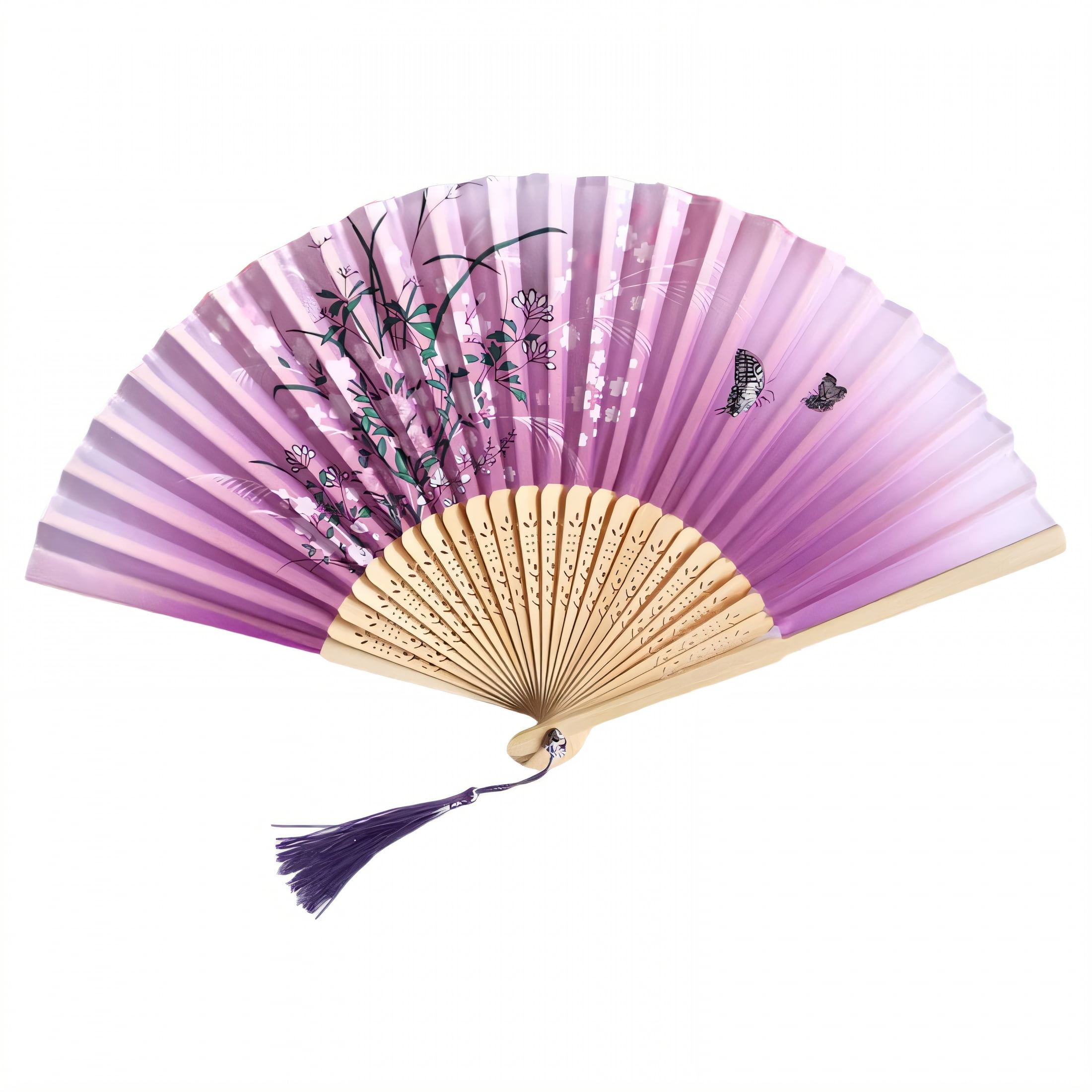 HIBIBUD Folding Fan Delicate Lace-Patterned Carving Large Folding Fans ...
