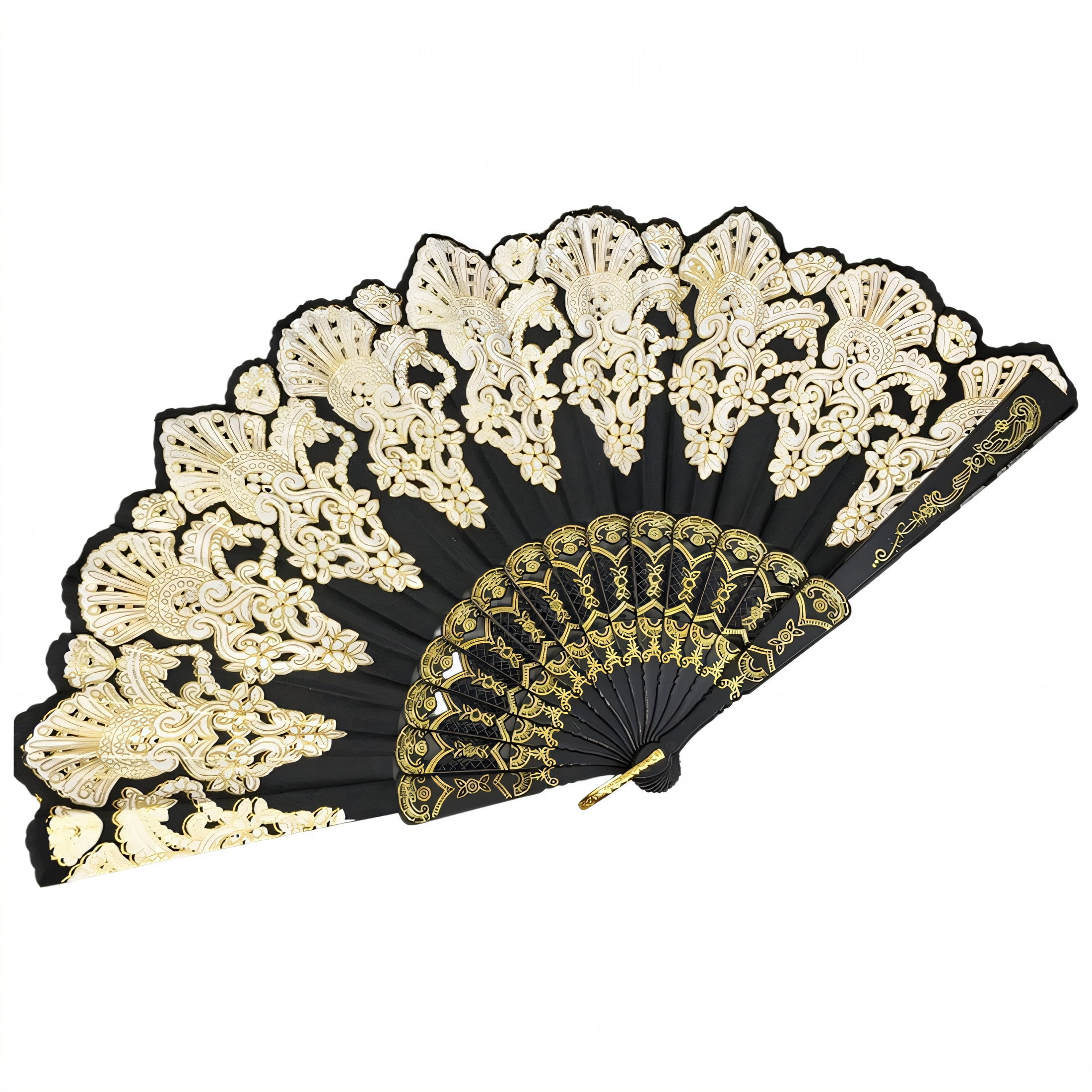HIBIBUD Folding Fan Fan with Intricate Lace Pattern Large Hand Fans for ...