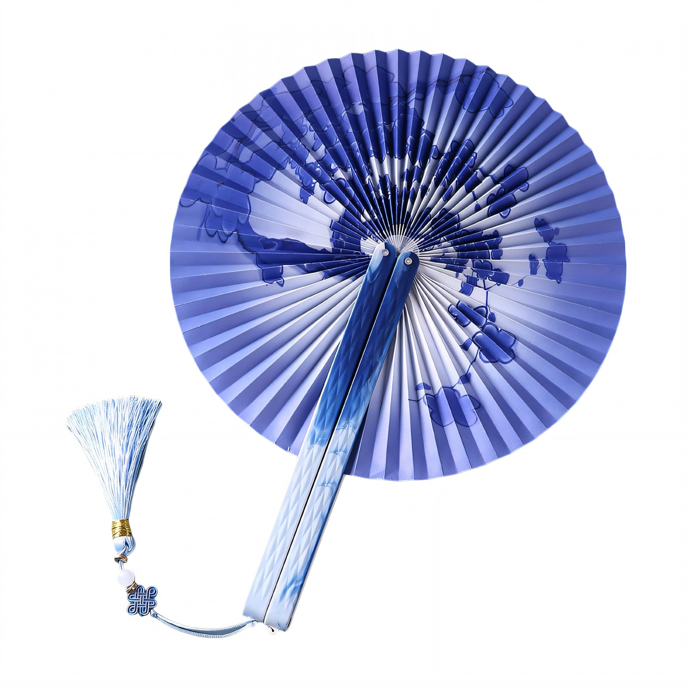 HIBIBUD Folding Fan Fine-Texture Printing & Dyeing Method Large Hand ...