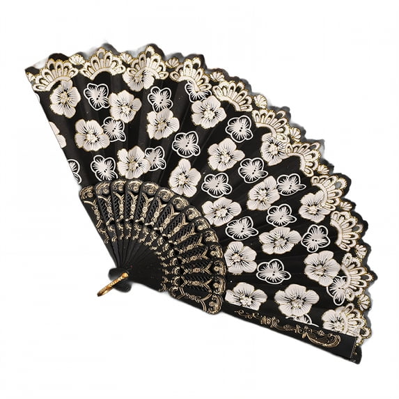HIBIBUD Folding Fan Foil Decoration Folding Fans Handheld Reinforced ...