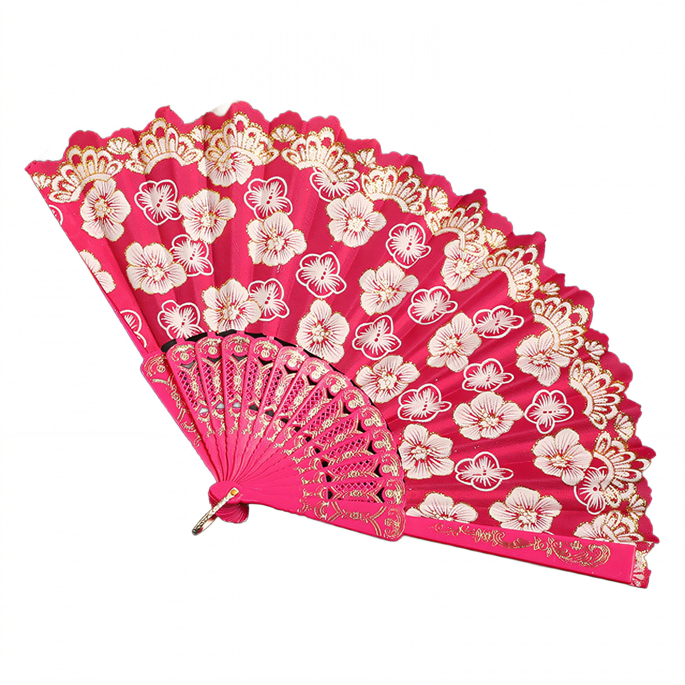 HIBIBUD Folding Fan Gold Foil Art Clap Fans for Line Dancing Stiff ...