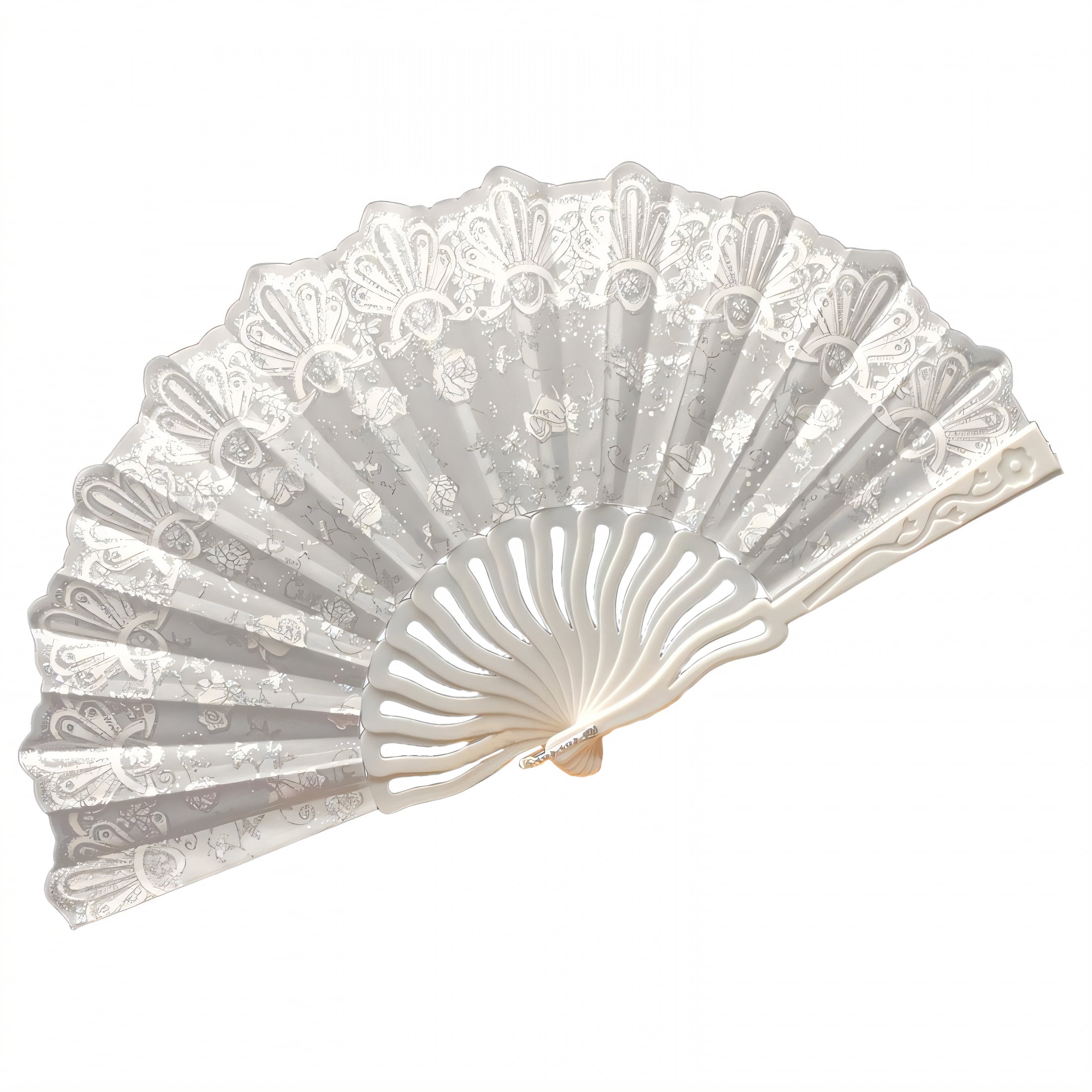 HIBIBUD Folding Fan Lace Fan Face with Floral Motifs Large Folding Fans ...